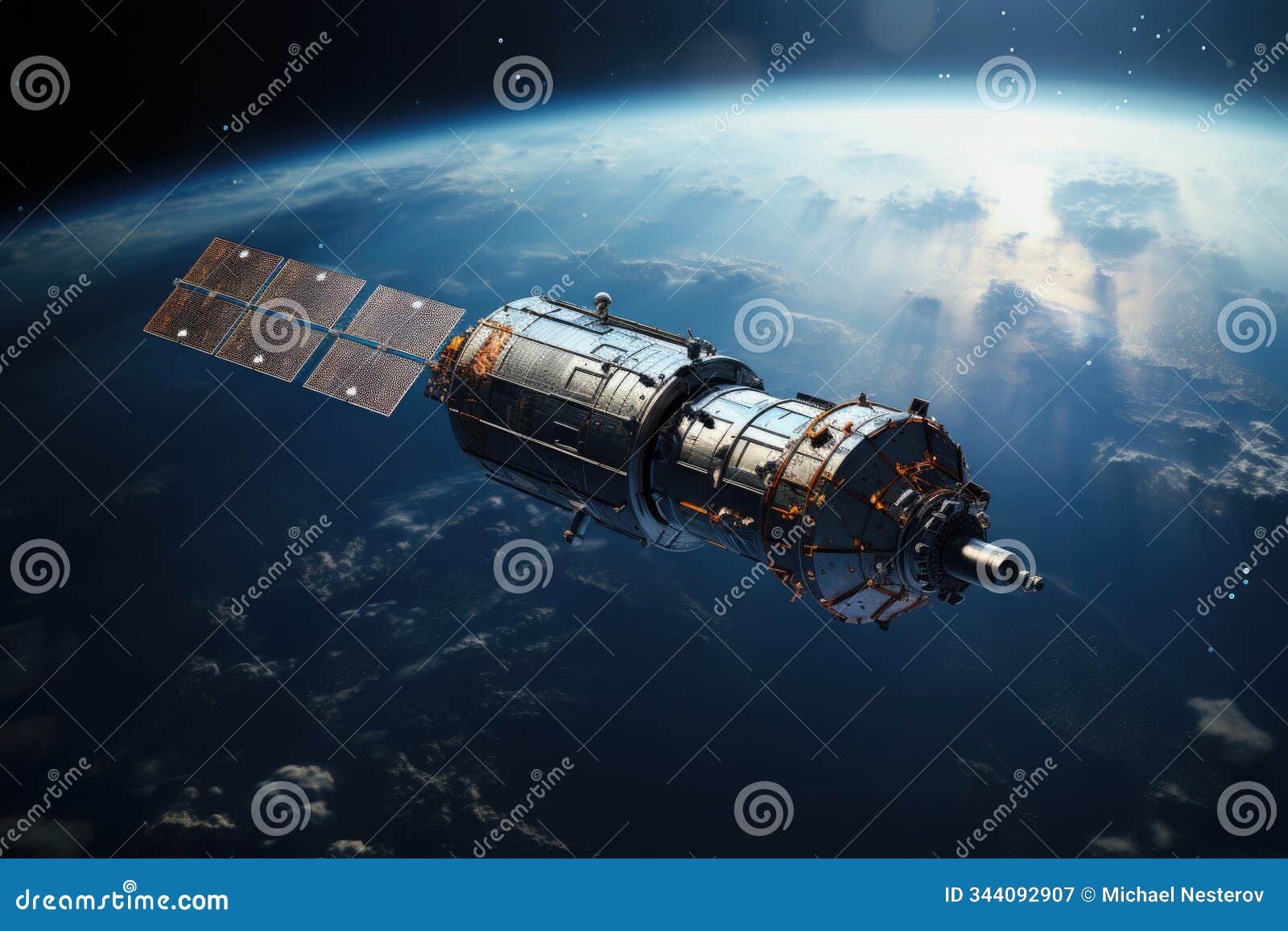 Satellite in Space in the Orbit of the Planet Earth, the Study of ...