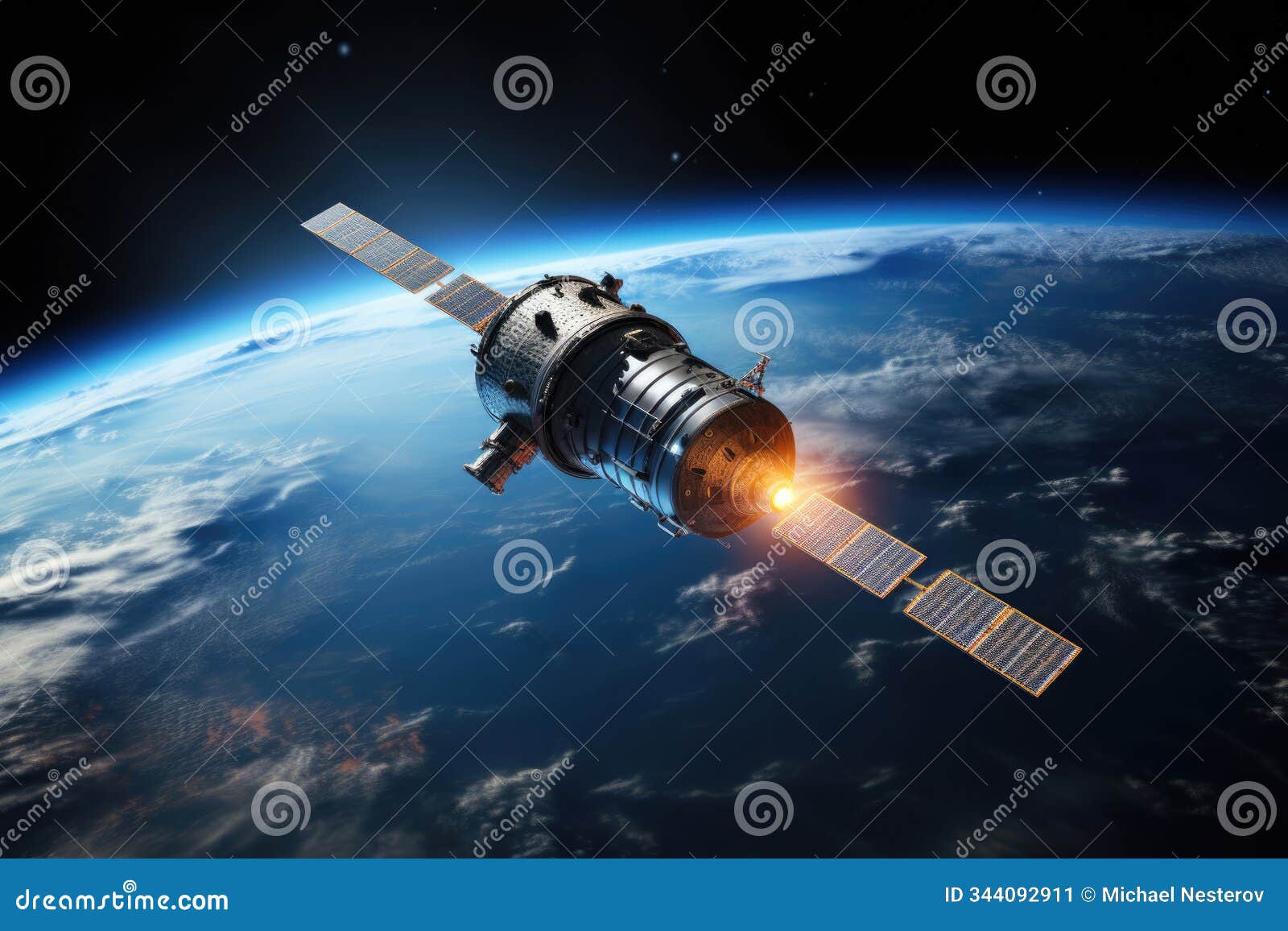 Satellite in Space in the Orbit of the Planet Earth, the Study of ...