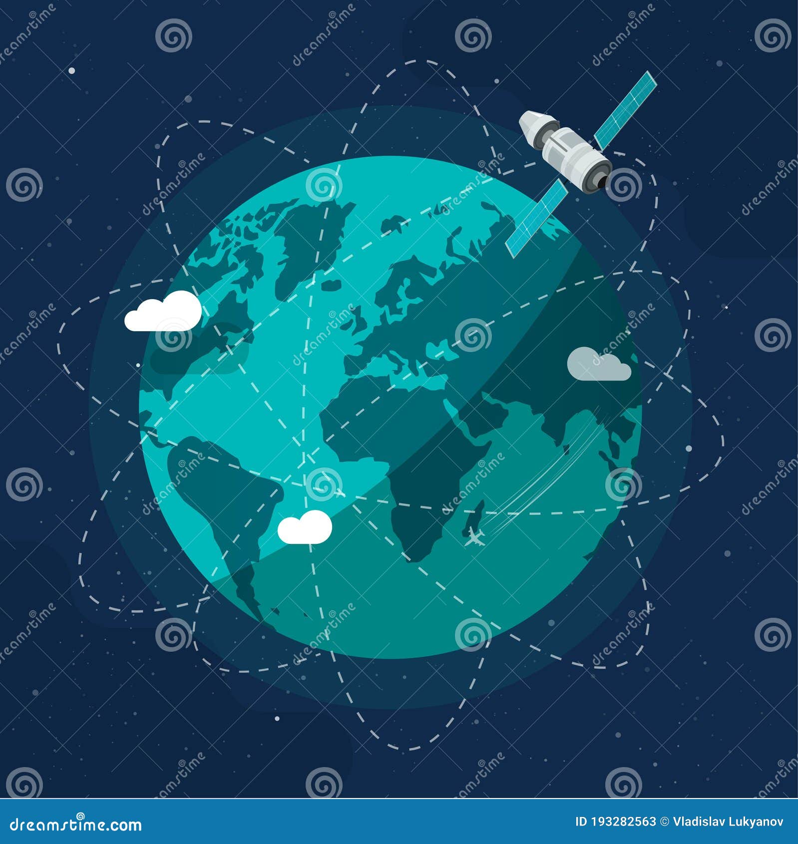 Satellite In Space, Communication Satellite With Solar Panels In Cosmos ...