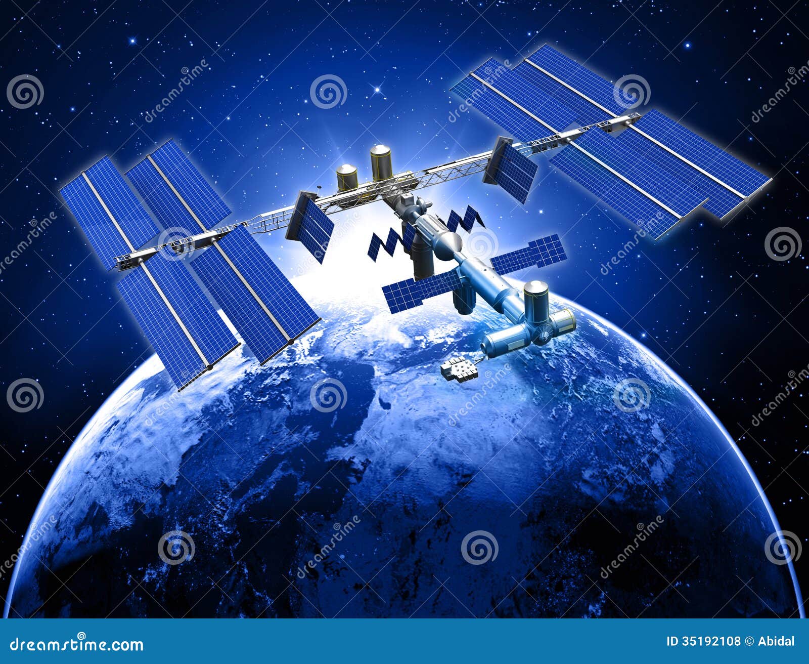 Satellite In Space, Communication Satellite With Solar Panels In Cosmos ...