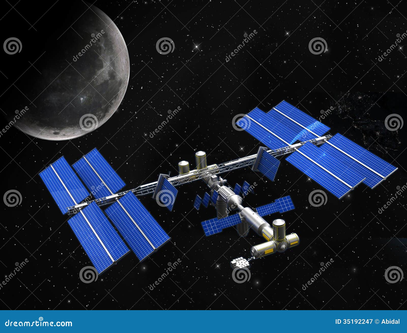 Satellite In Space, Communication Satellite With Solar Panels In Cosmos ...