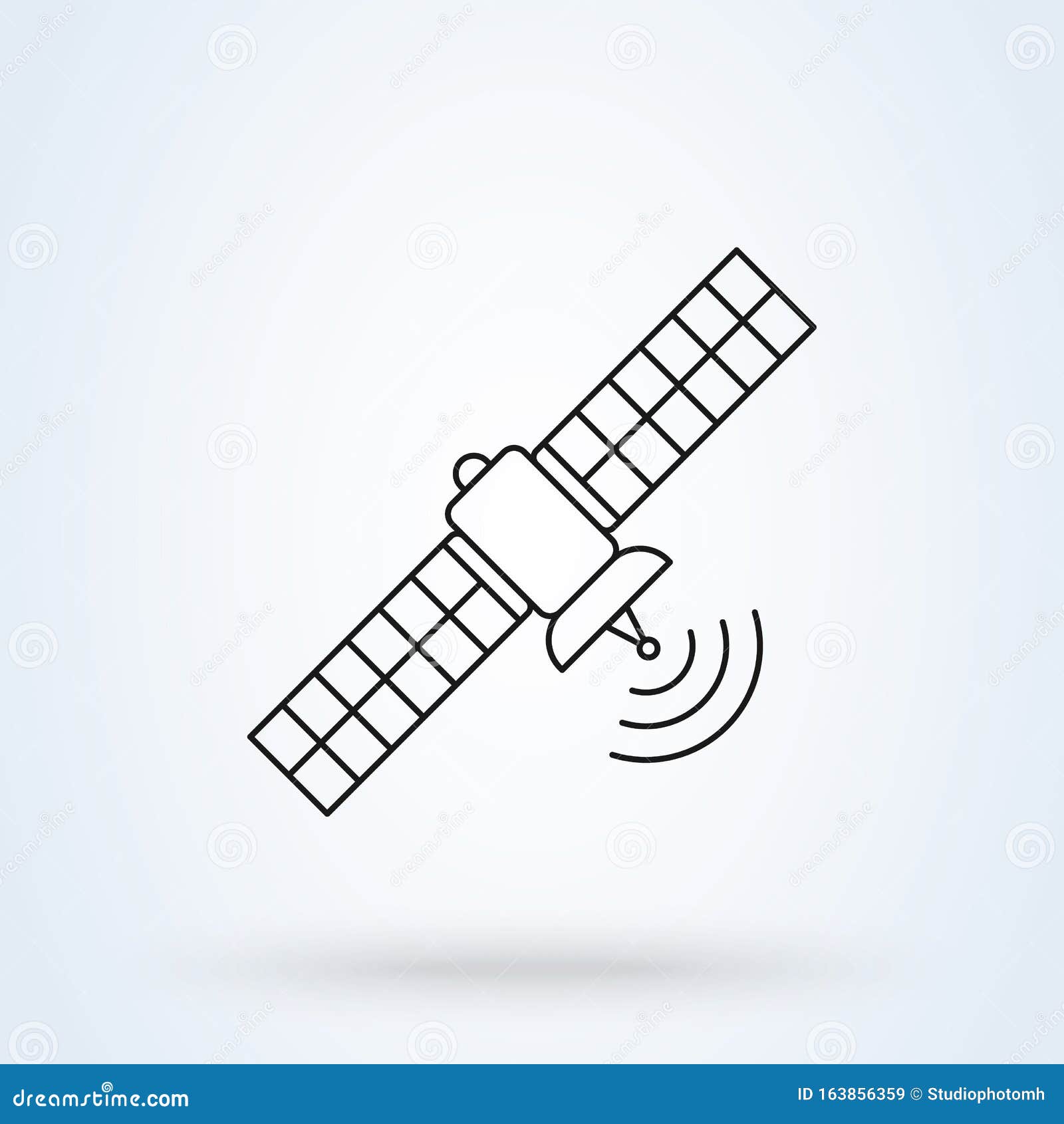Satellite and Space Station. Simple Vector Line Modern Icon Design ...