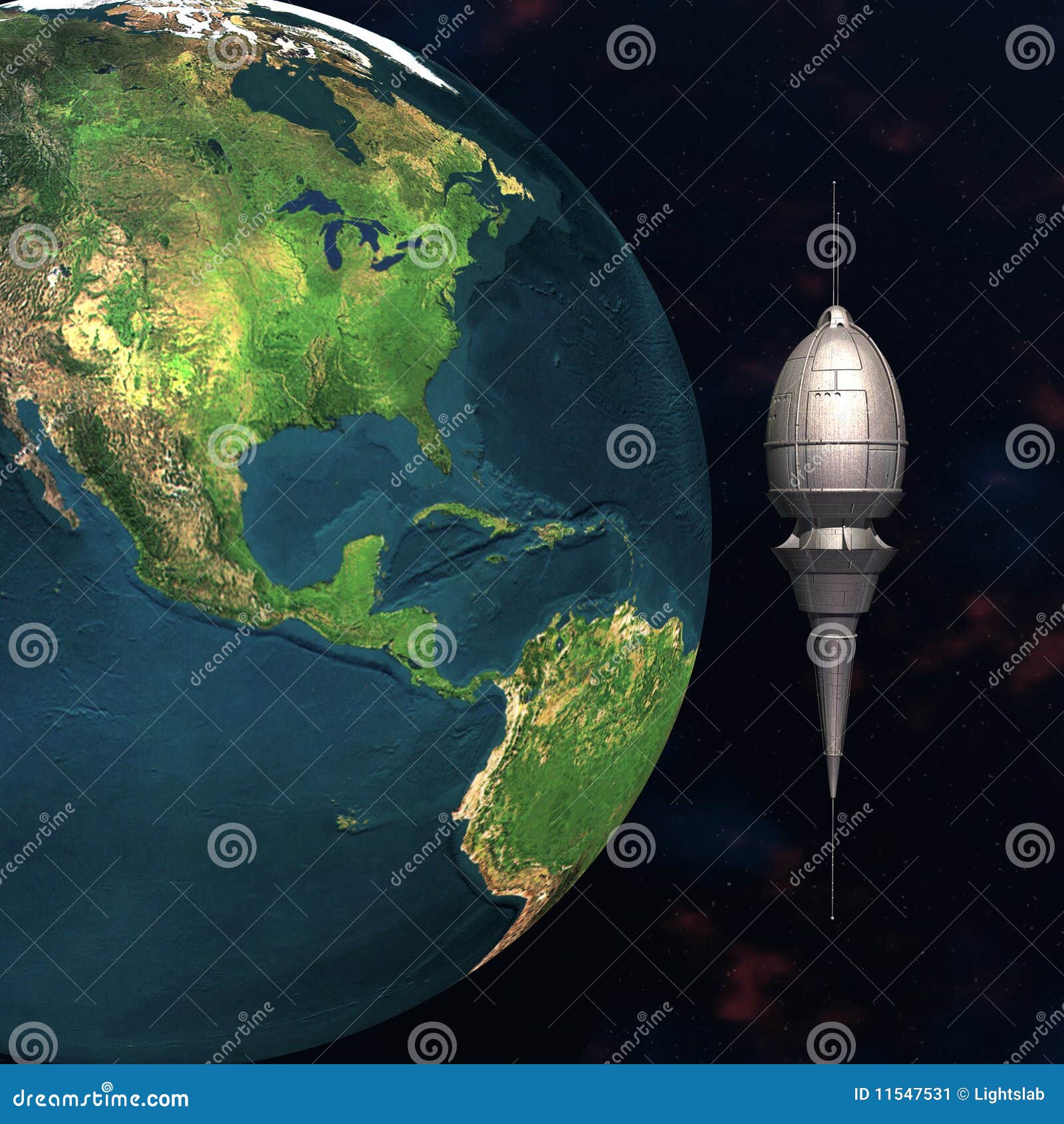 Satellite Sputnik Orbiting 3d Earth Stock Illustration - Illustration ...