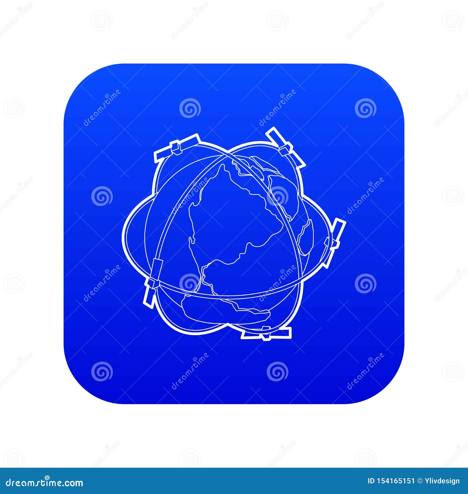 Satellite System Around Earth Icon Blue Vector Stock Vector ...