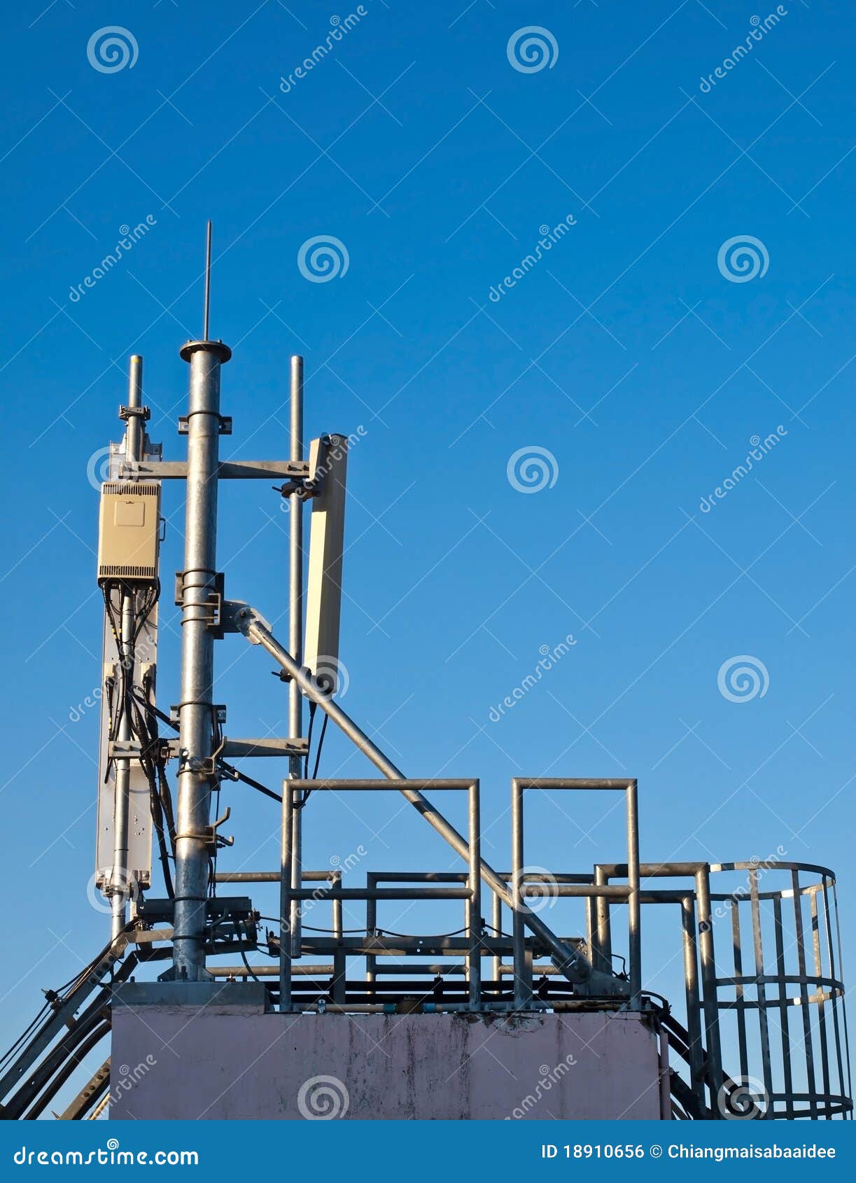 Satellite Tower in Evening Sky Stock Photo - Image of global, broadcast ...