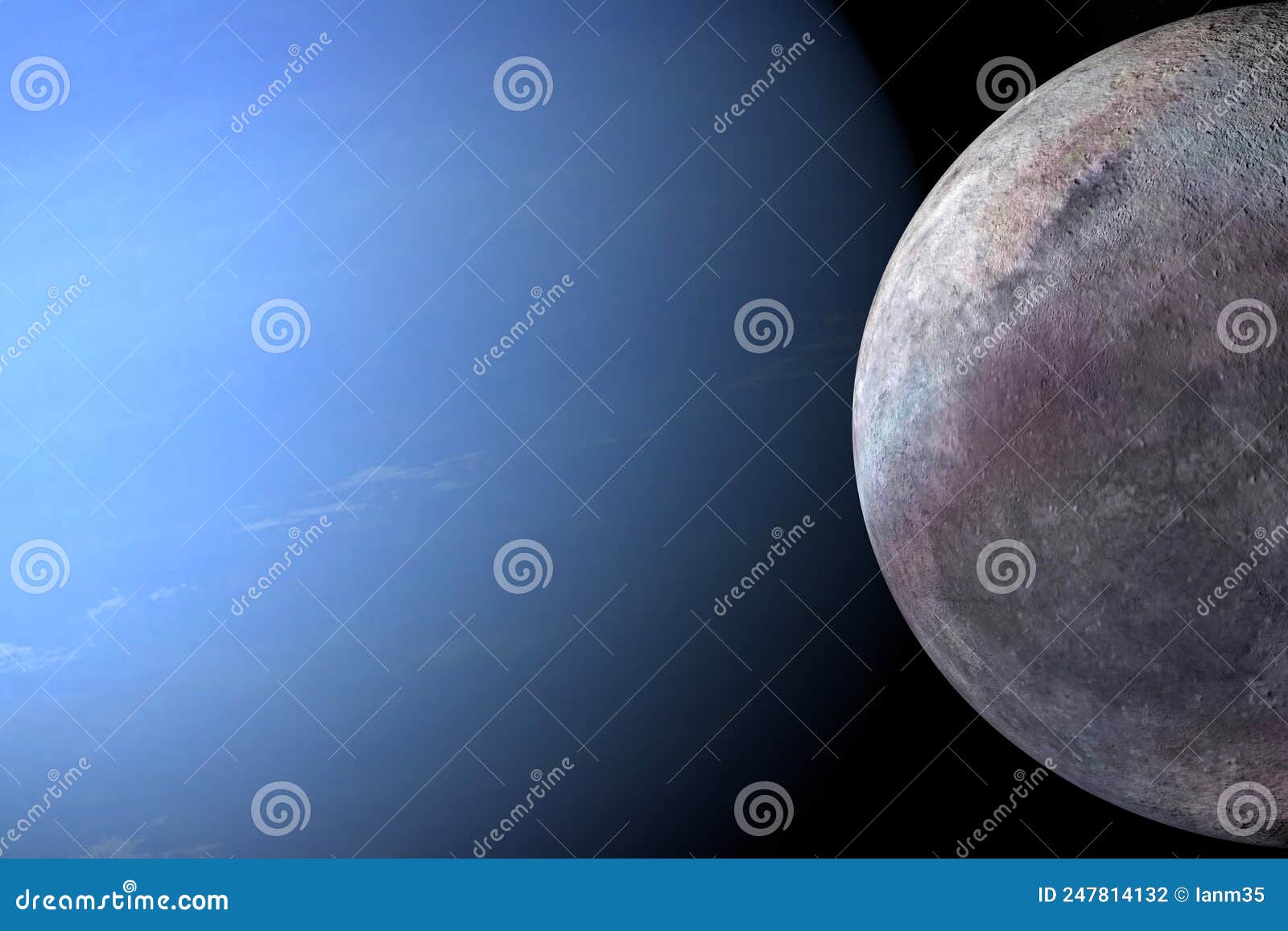 Satellite Triton, Moon of Neptune, Orbiting Around Neptune Planet. 3d ...