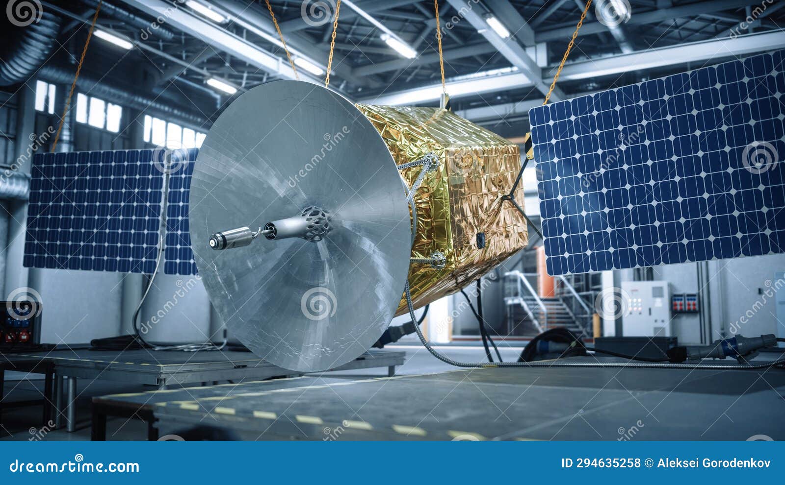 Satellite Under Construction in Aerospace Technology Manufacturing ...