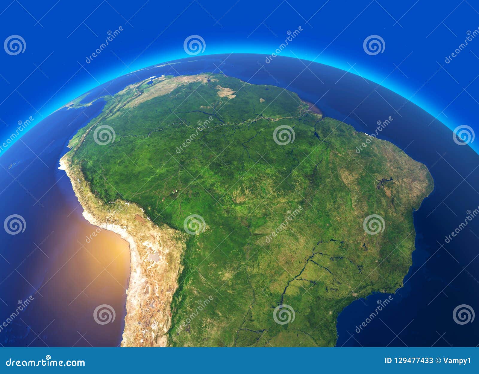 Satellite View of the Amazon, Map, States of South America, Reliefs and ...