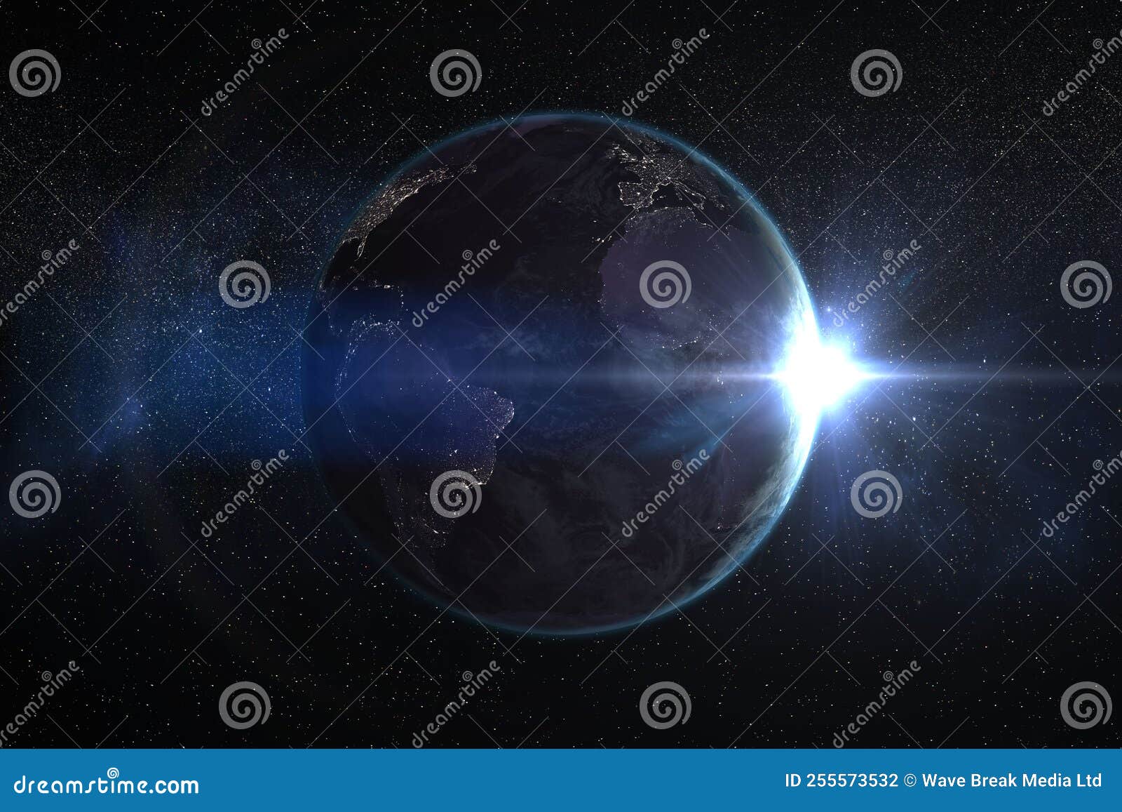 Satellite View of Back Lit Earth Stock Photo - Image of satellite ...