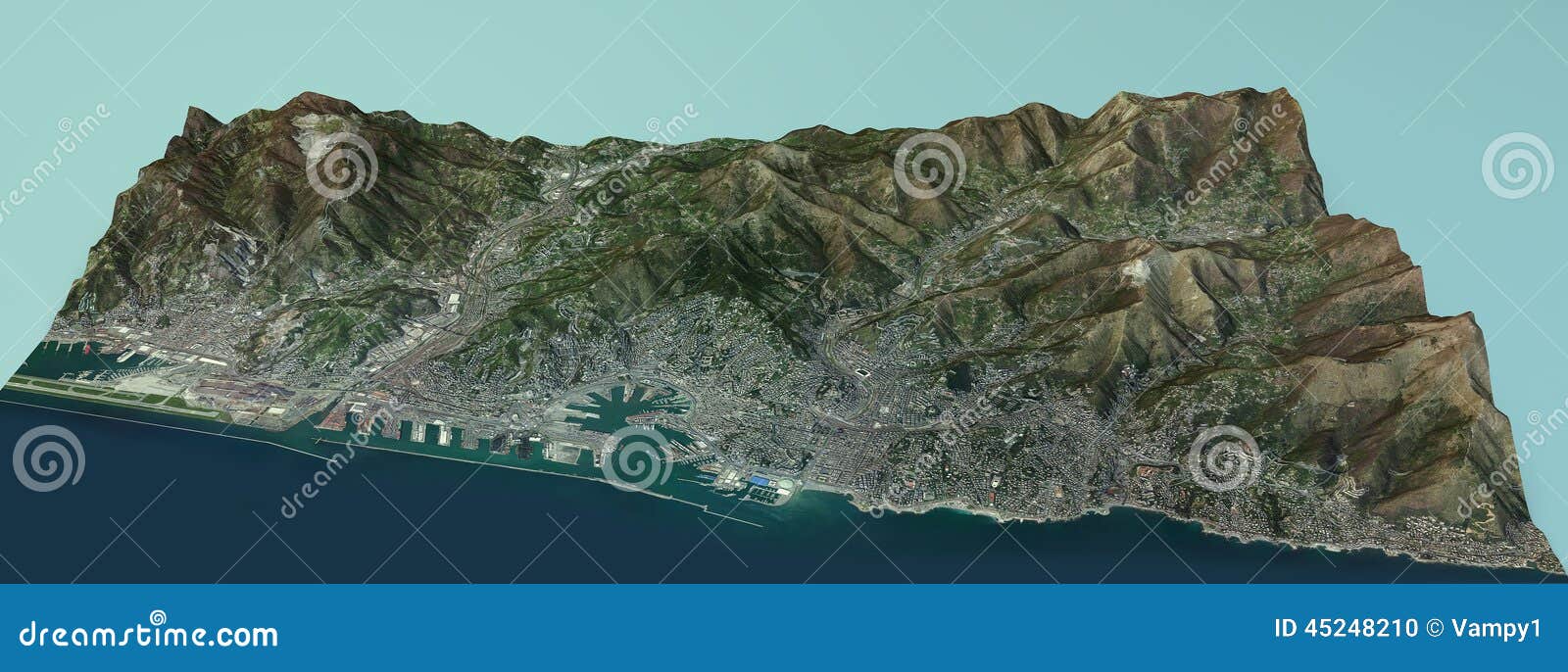 Satellite View of the City of Genoa, Liguria Italy Stock Illustration ...