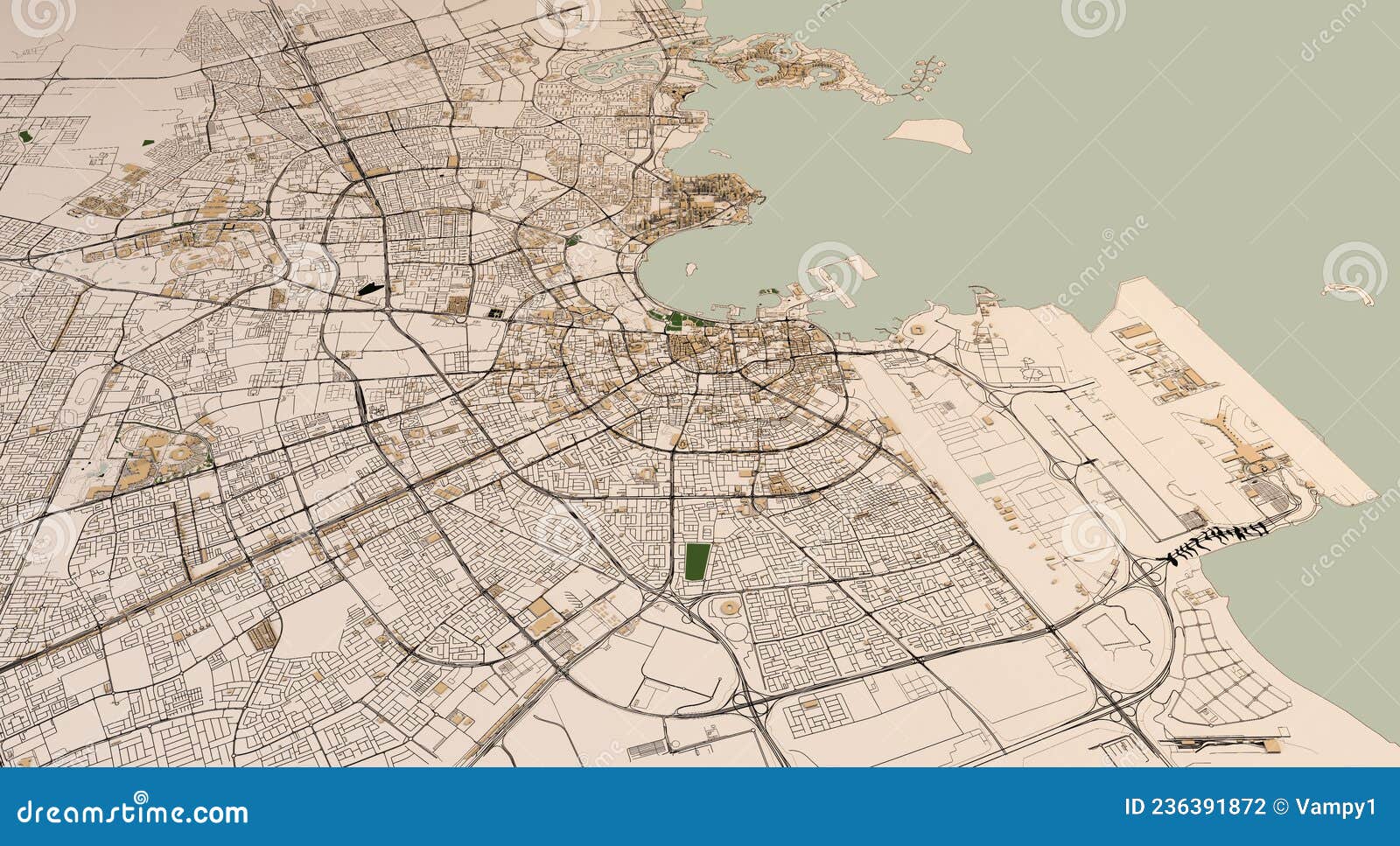 Doha Streets And Buildings 3d Map, Qatar Royalty-Free Stock Photo ...