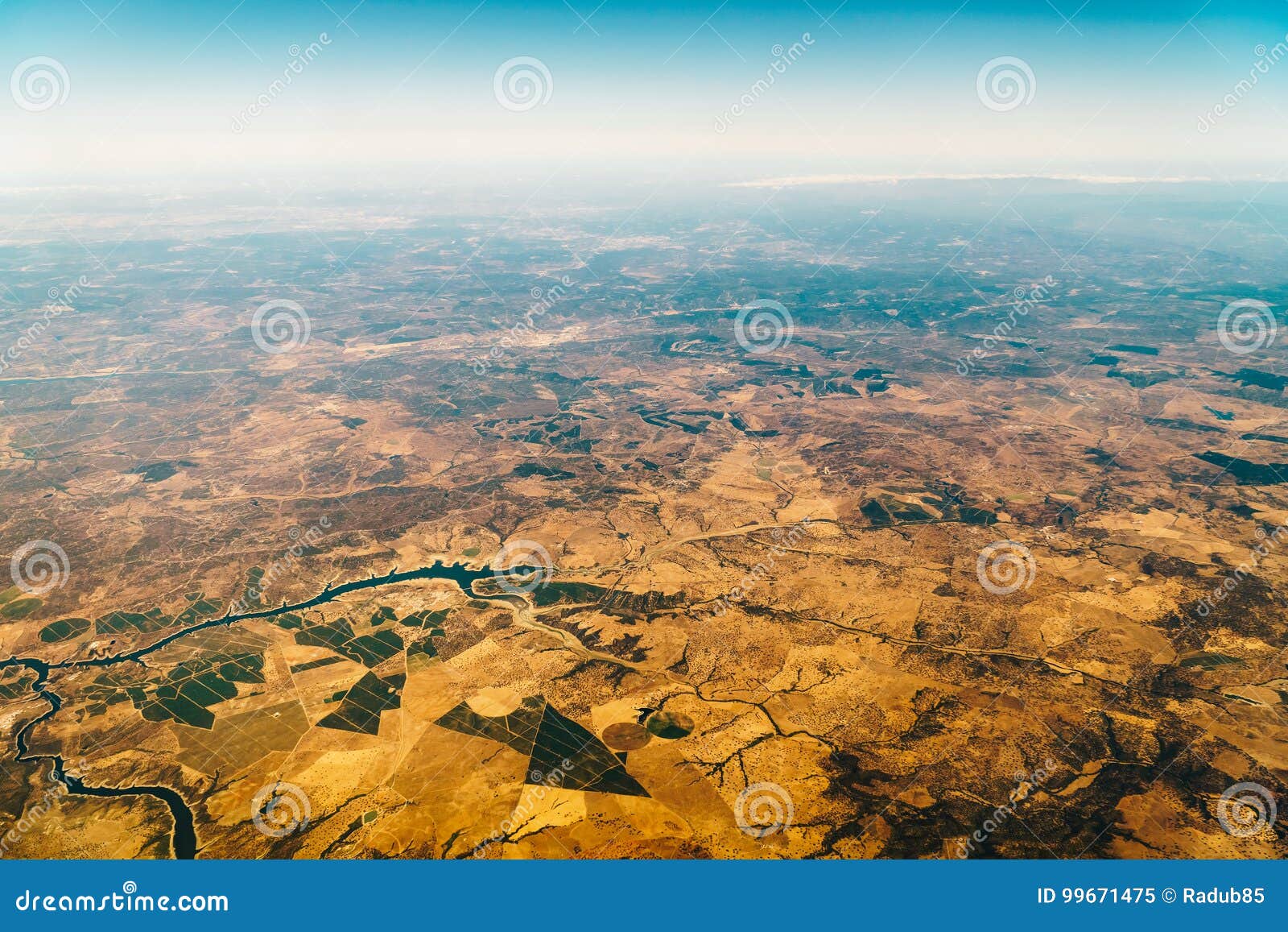 Satellite View of Earth Horizon Stock Image - Image of aerial, clouds ...