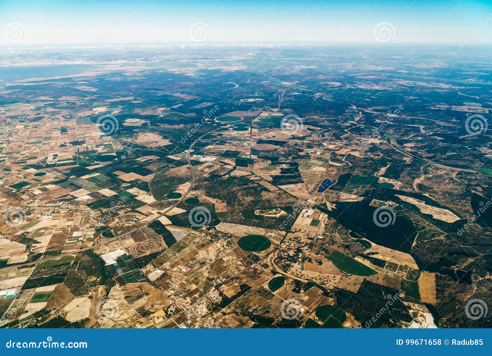 Satellite View of Earth Horizon Stock Photo - Image of airplane ...