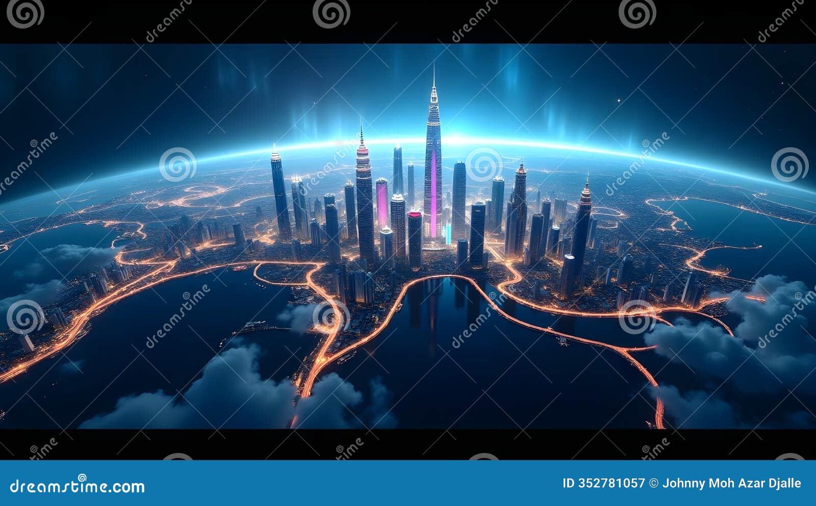 Earth Showcasing Glowing Smart Cities Connected by Futuristic ...