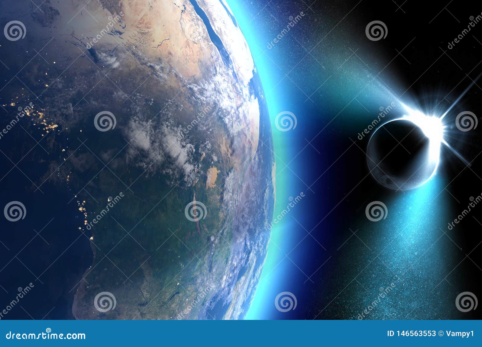 Satellite View of the Earth during a Solar Eclipse. it Occurs when an ...