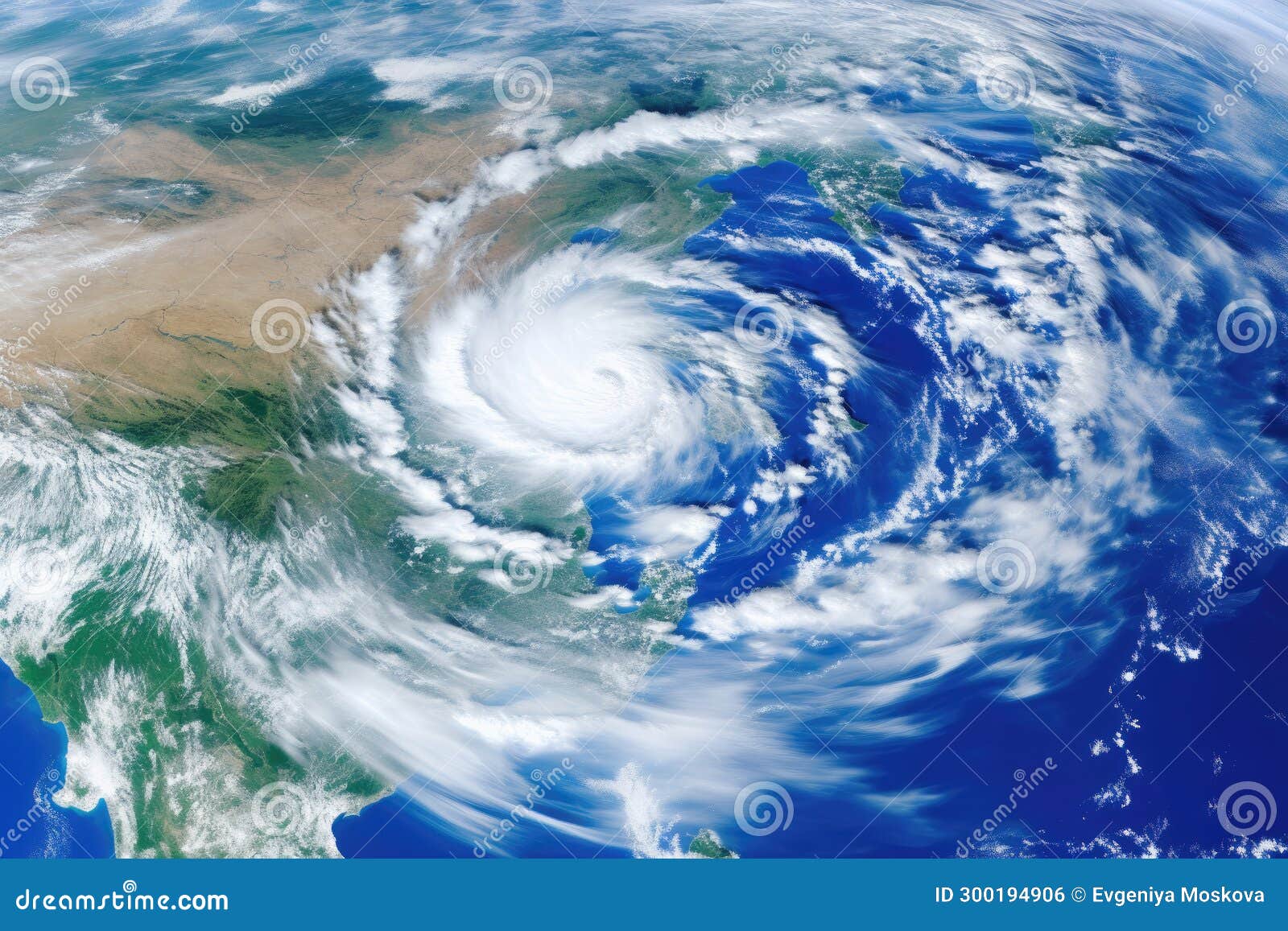 Satellite View of a Hurricane Over the Ocean Stock Illustration ...