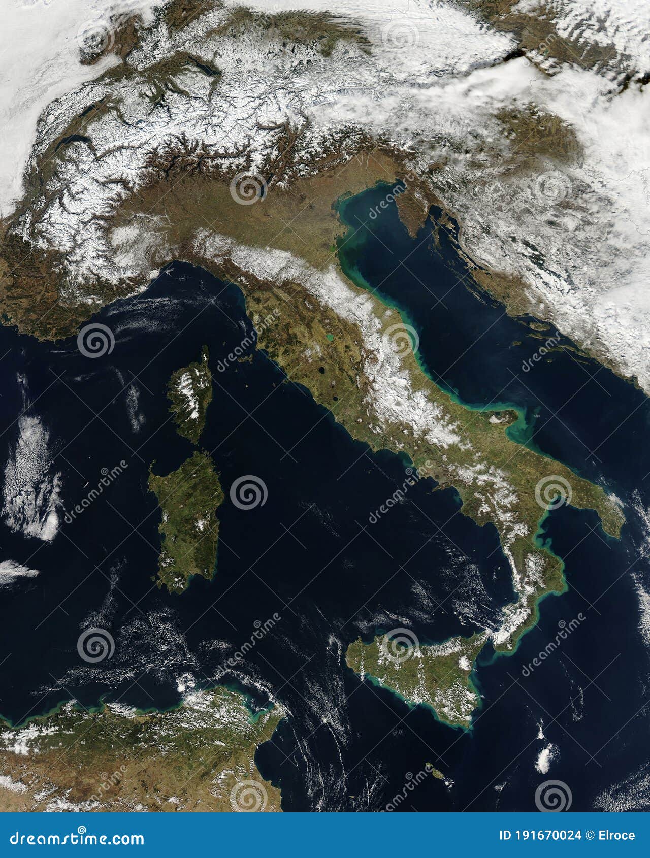 Satellite View of Italy from Space. Stock Photo - Image of science ...