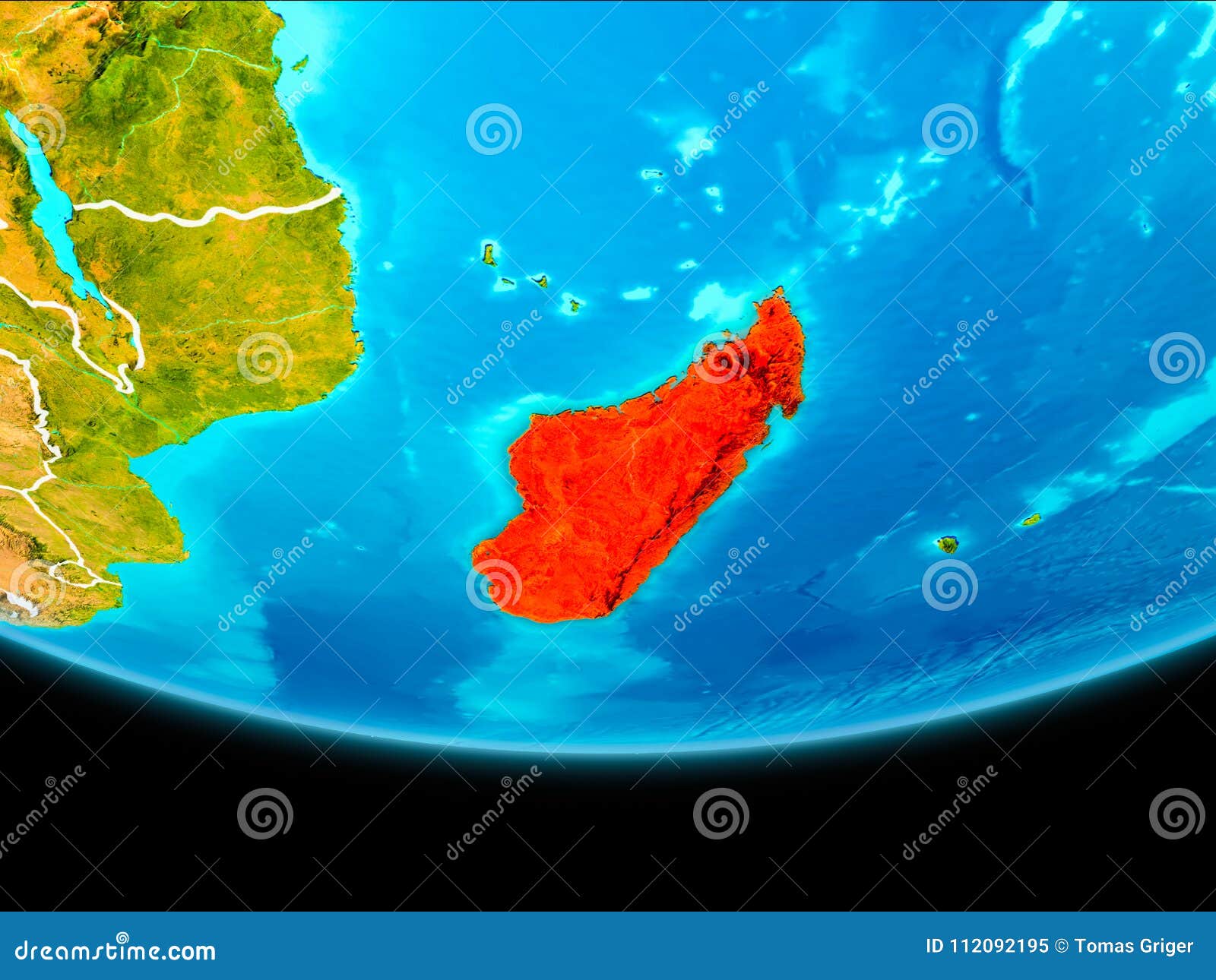 Satellite View of Madagascar Stock Illustration - Illustration of ...