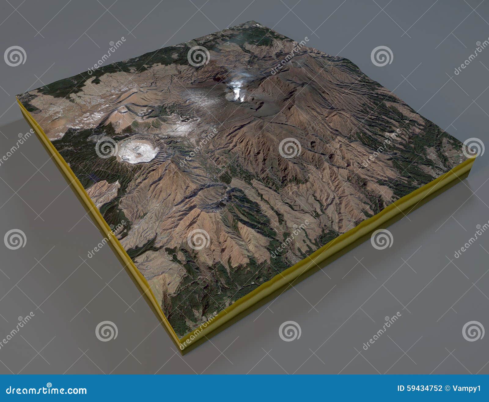 Satellite View of Mount Aso Section, Volcano, Japan Stock Illustration ...