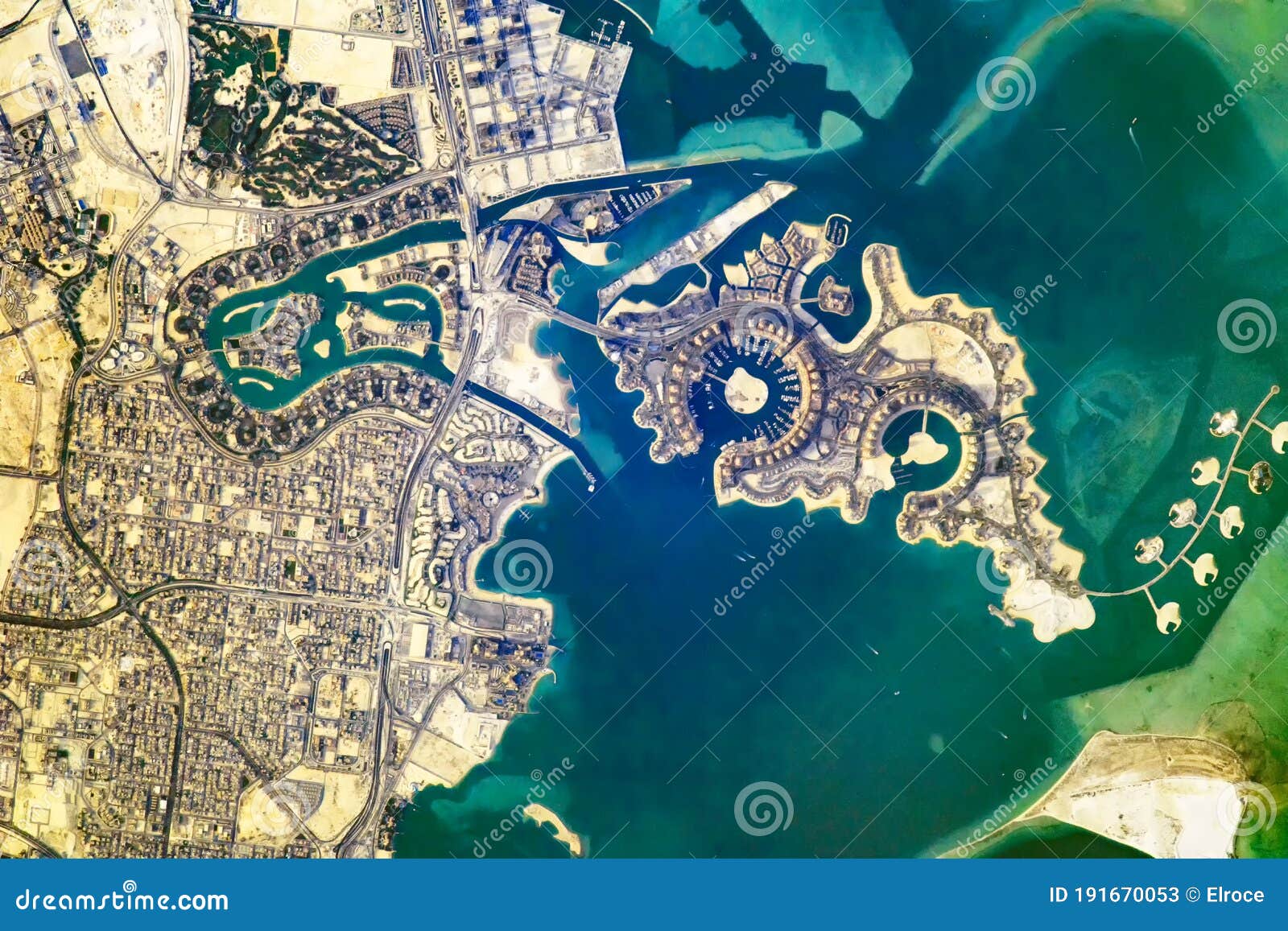 Satellite View of the Pearl Qatar from Space. Stock Image - Image of ...