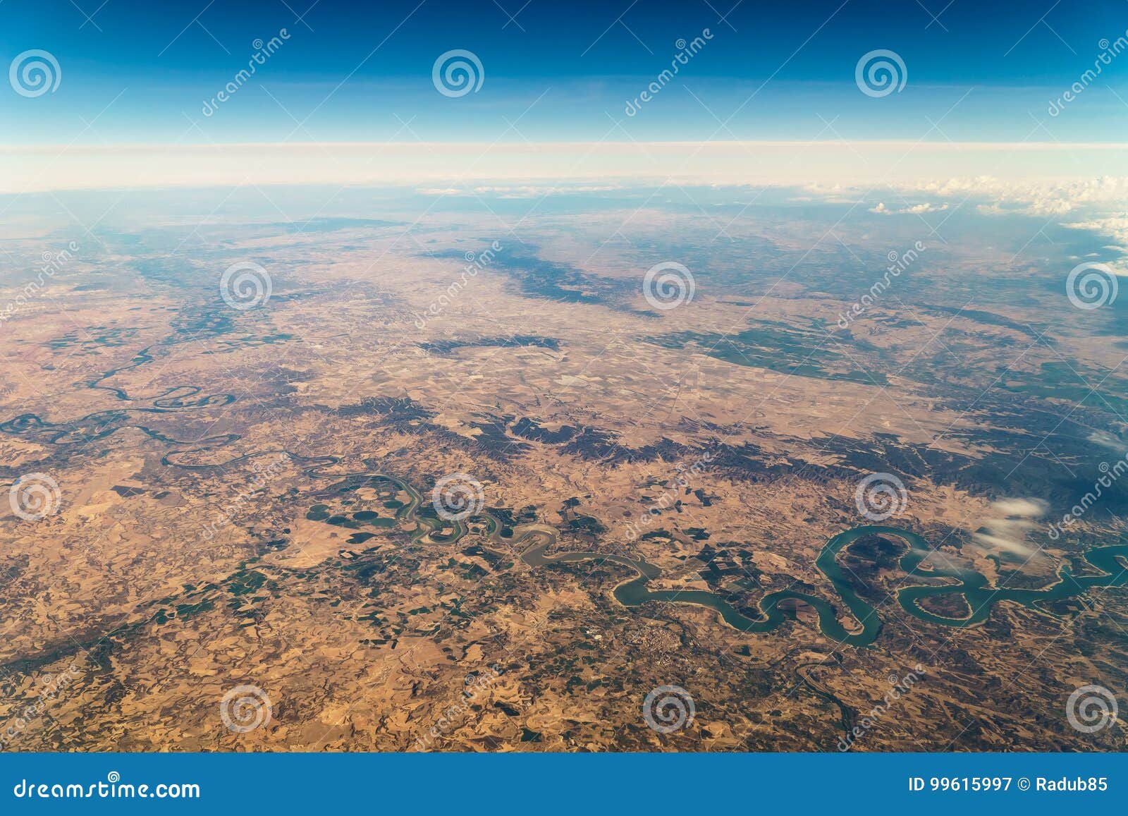 Satellite View of Earth Horizon Stock Image - Image of curved ...