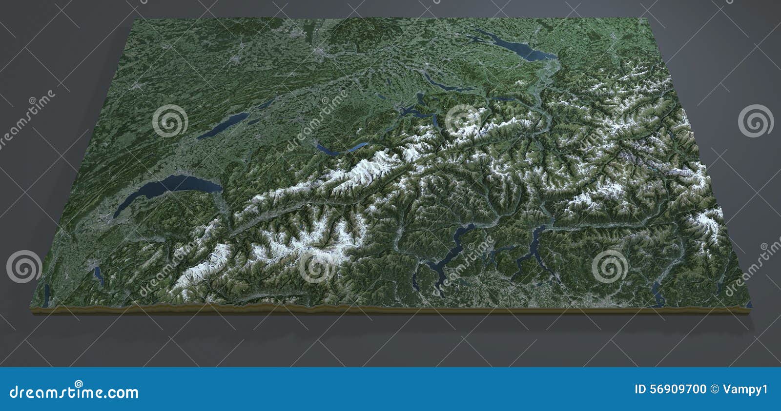 Satellite View of Switzerland, Section 3d Terrain Map Stock ...