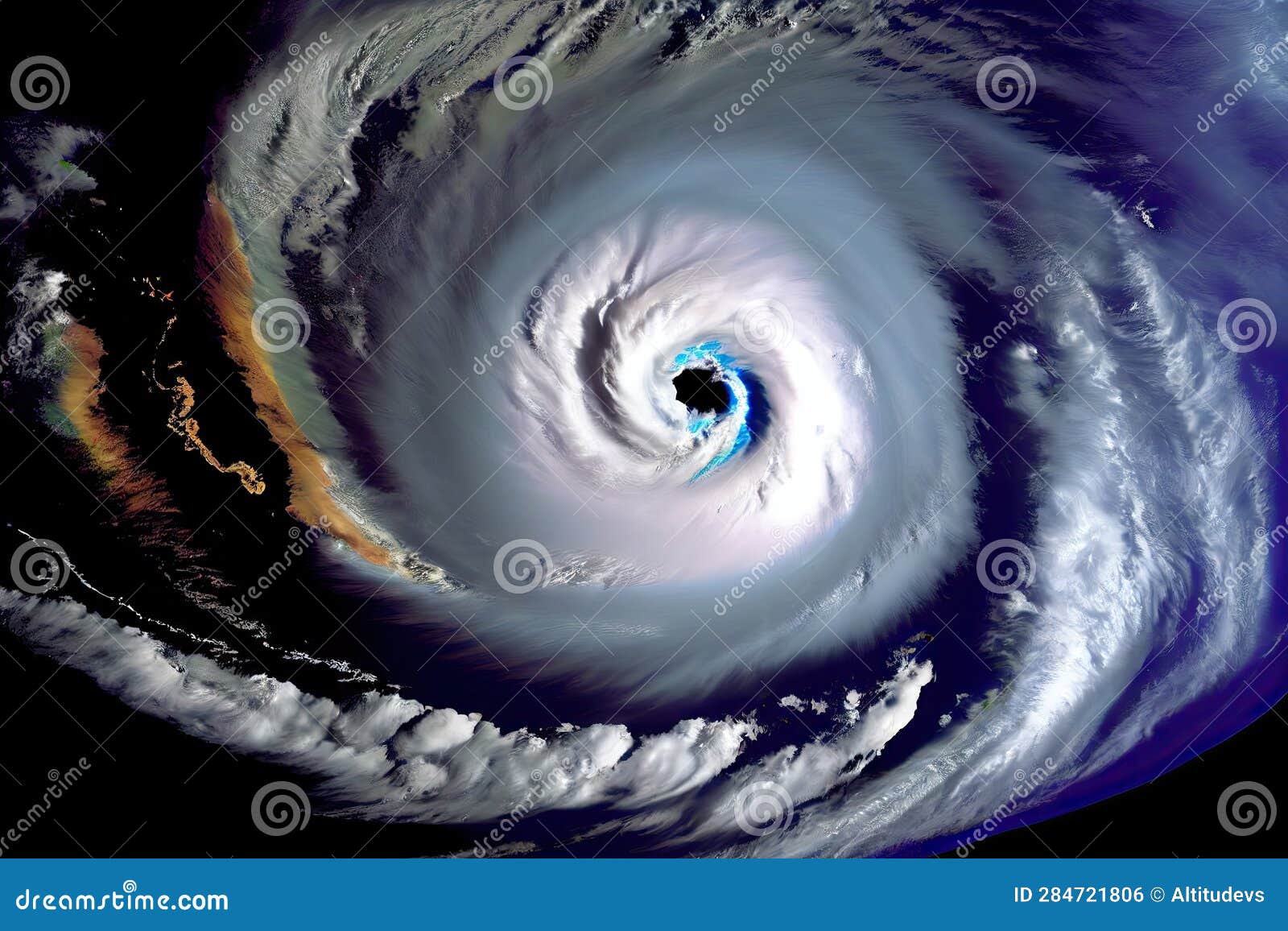 A Satellite View of a Tropical Cyclone, with Clouds and Rain Bands ...