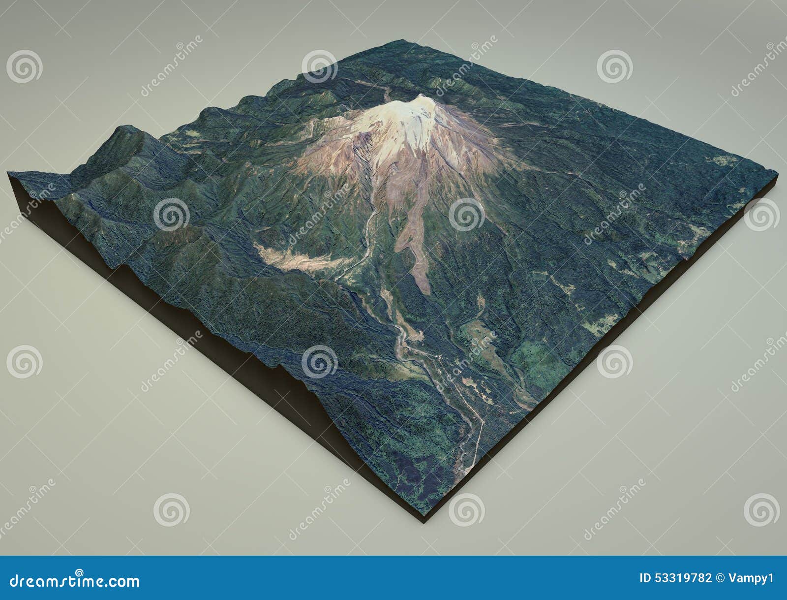 Satellite View, Volcano, Calbuco, Chile, Map, Section 3d Stock ...