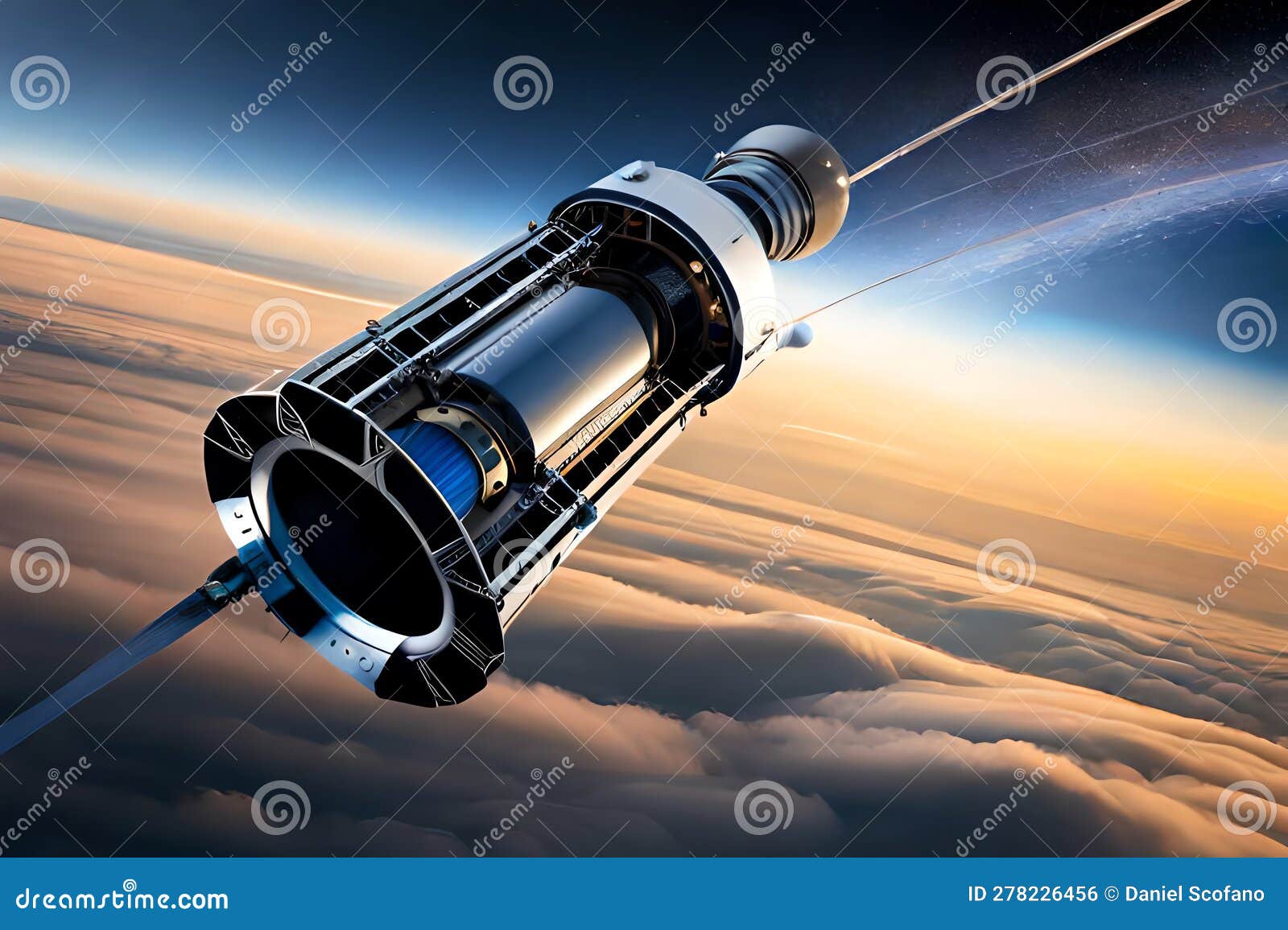 Satellitenbild Im Orbit Um Die Erde . Generative Hilfe Stock Abbildung ...