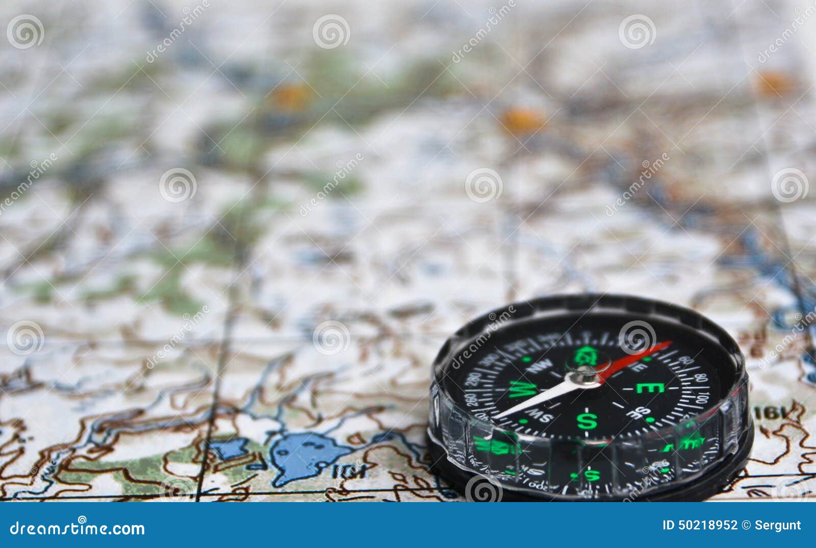 Satellites Adventure - Map and Compass. Stock Photo - Image of ...