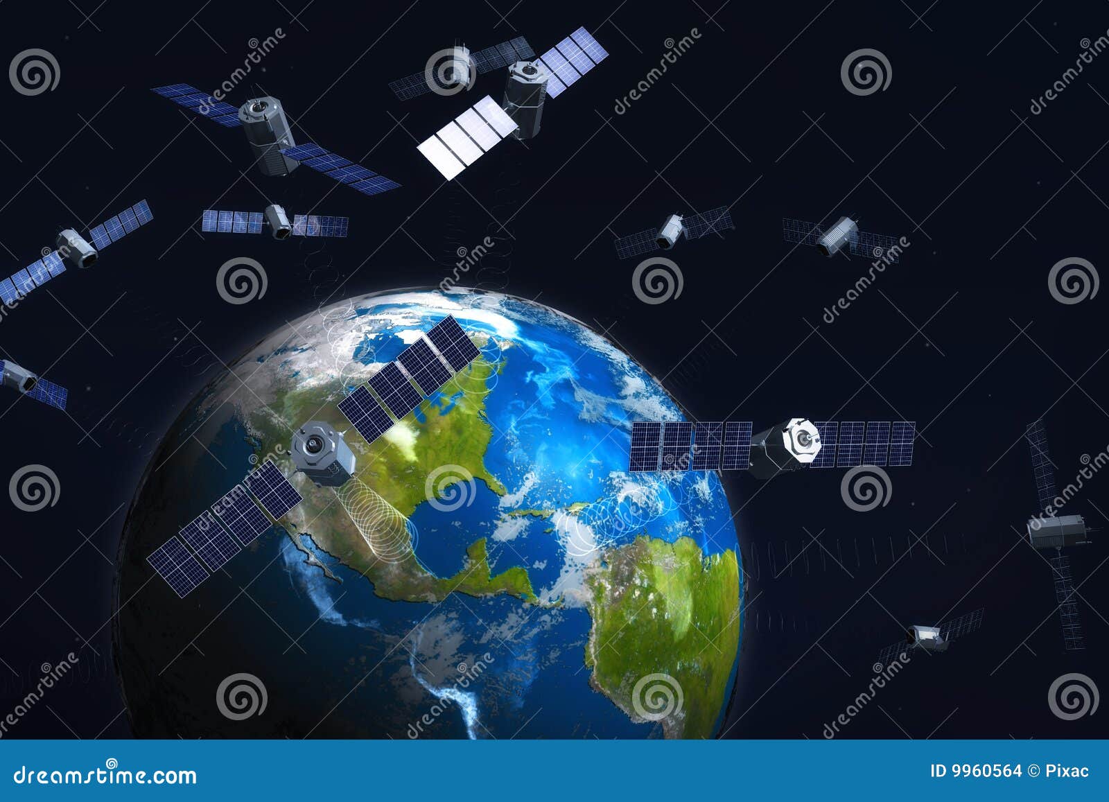 Satellites and earth stock illustration. Illustration of satellites ...
