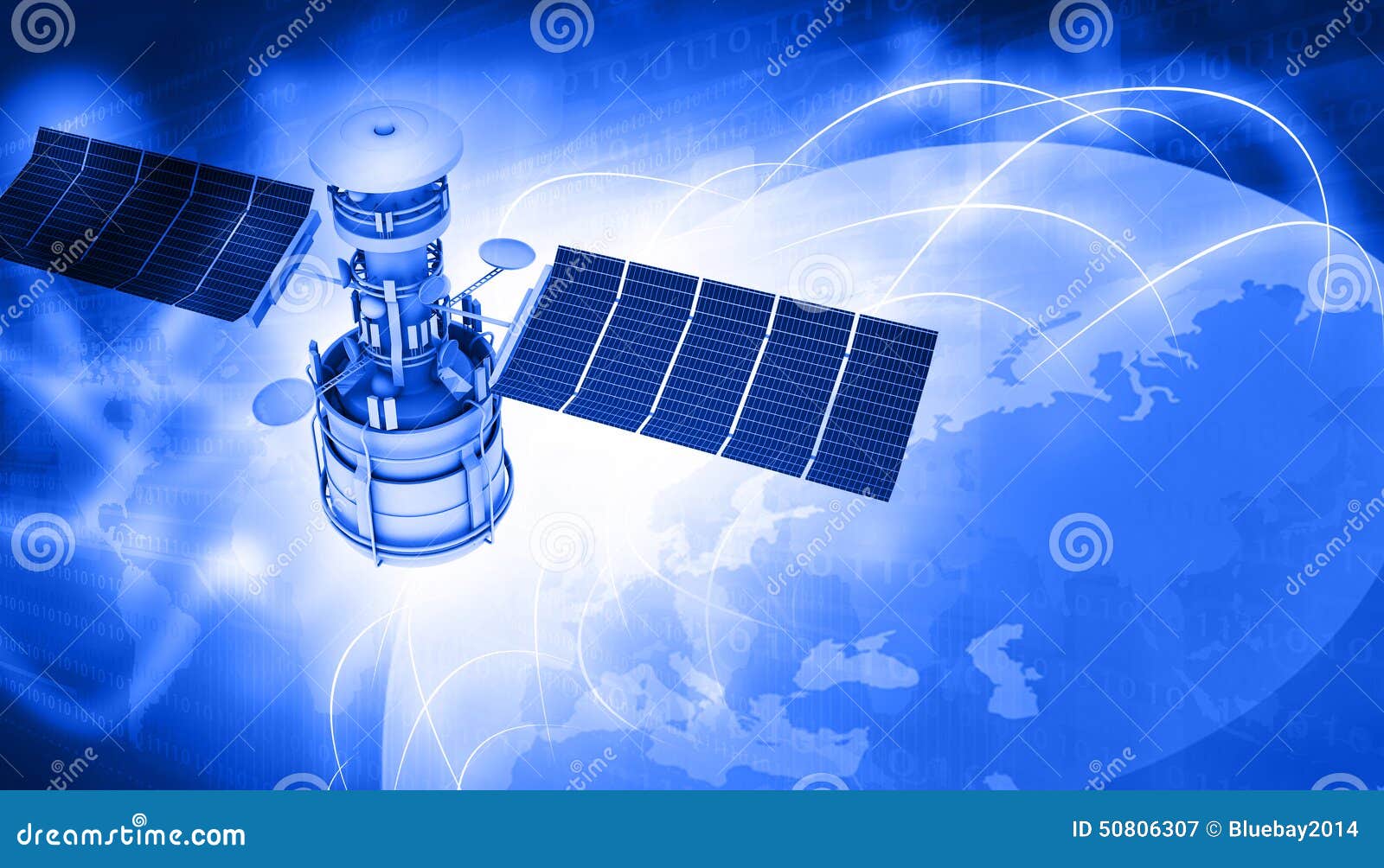 Satellites Flying Around Earth Stock Image - Image of blue, signals ...