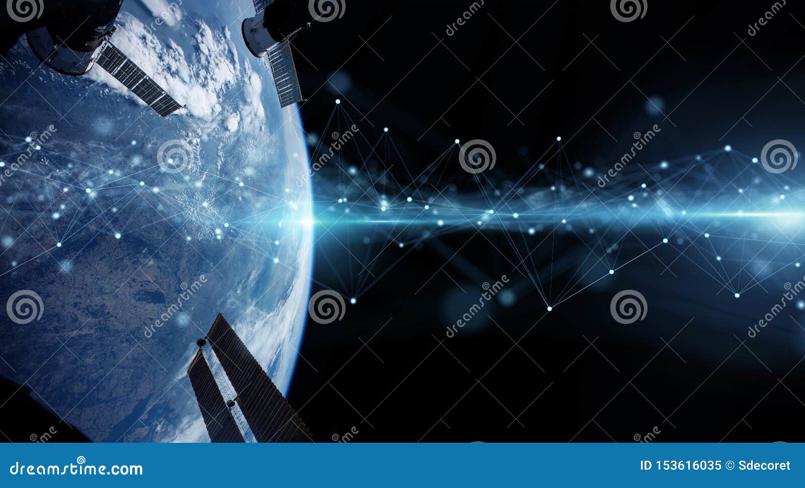 Satellites Sending Datas Exchanges and Connections System Over the ...