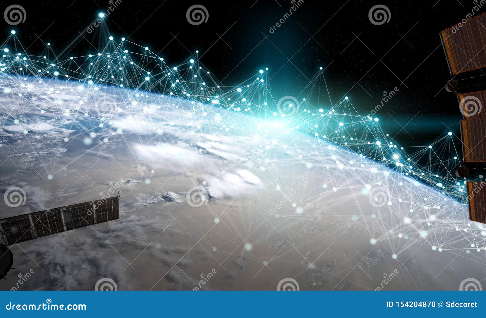 Satellites Sending Datas Exchanges and Connections System Over the ...