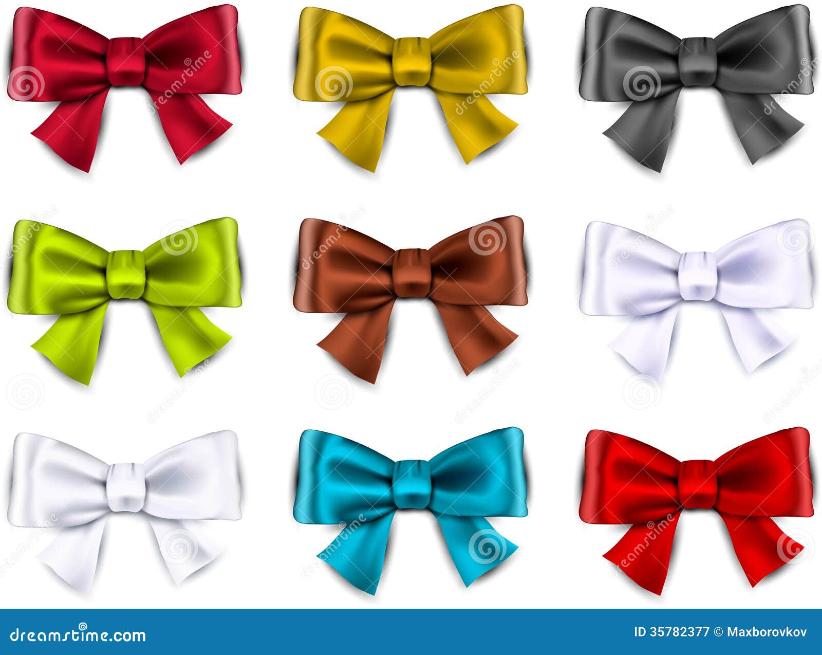 Satin Color Ribbons. Gift Bows. Stock Vector - Illustration of element ...