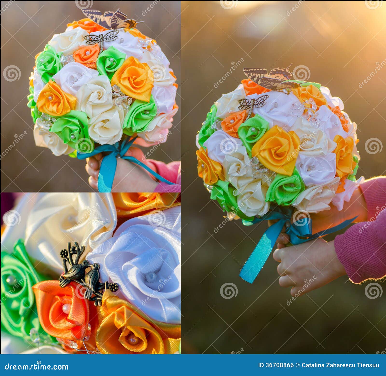 Satin flowers bouquet stock photo. Image of bride, artificial - 36708866