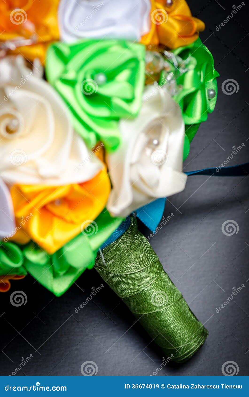 Satin flowers bouquet stock image. Image of decorations - 36674019