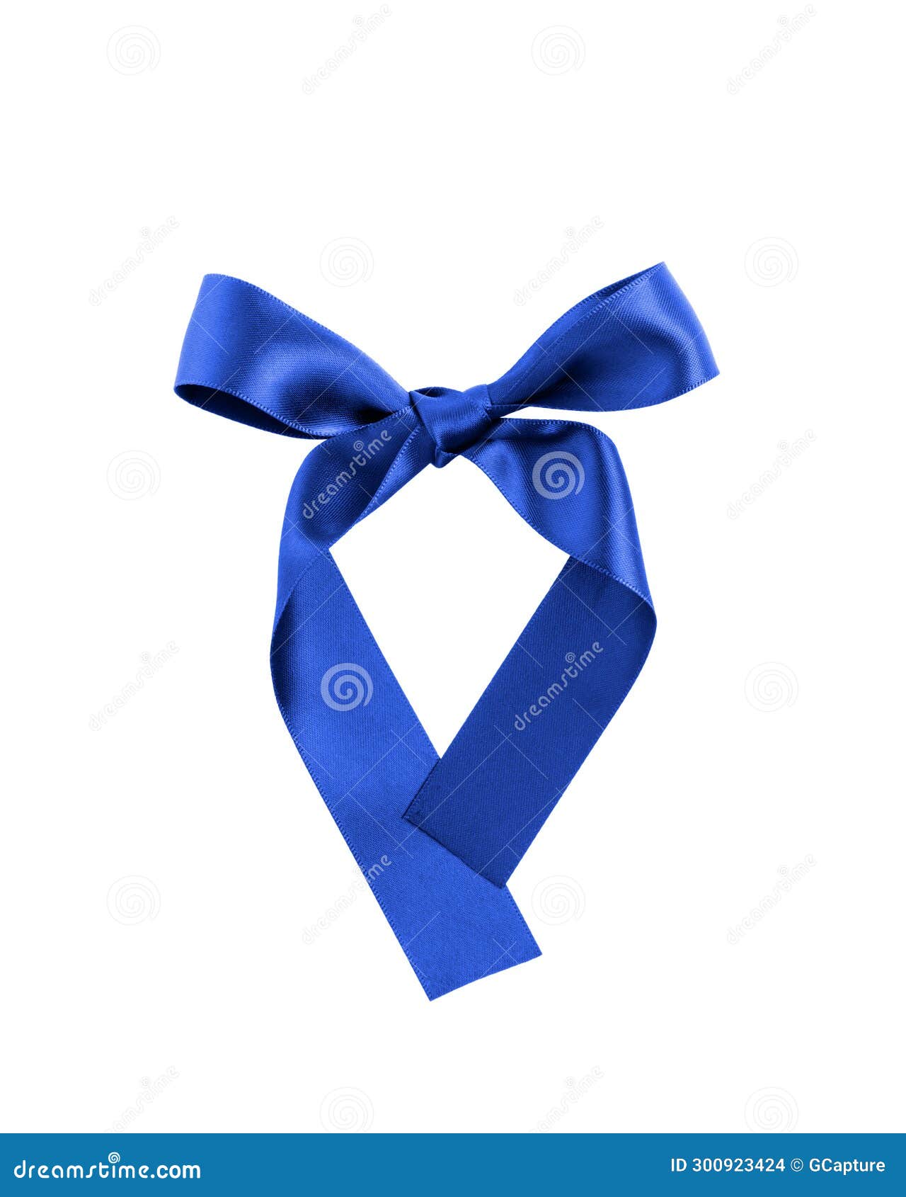 Satin Ribbon Bow Blue Color Isolated on White Background Stock Photo ...
