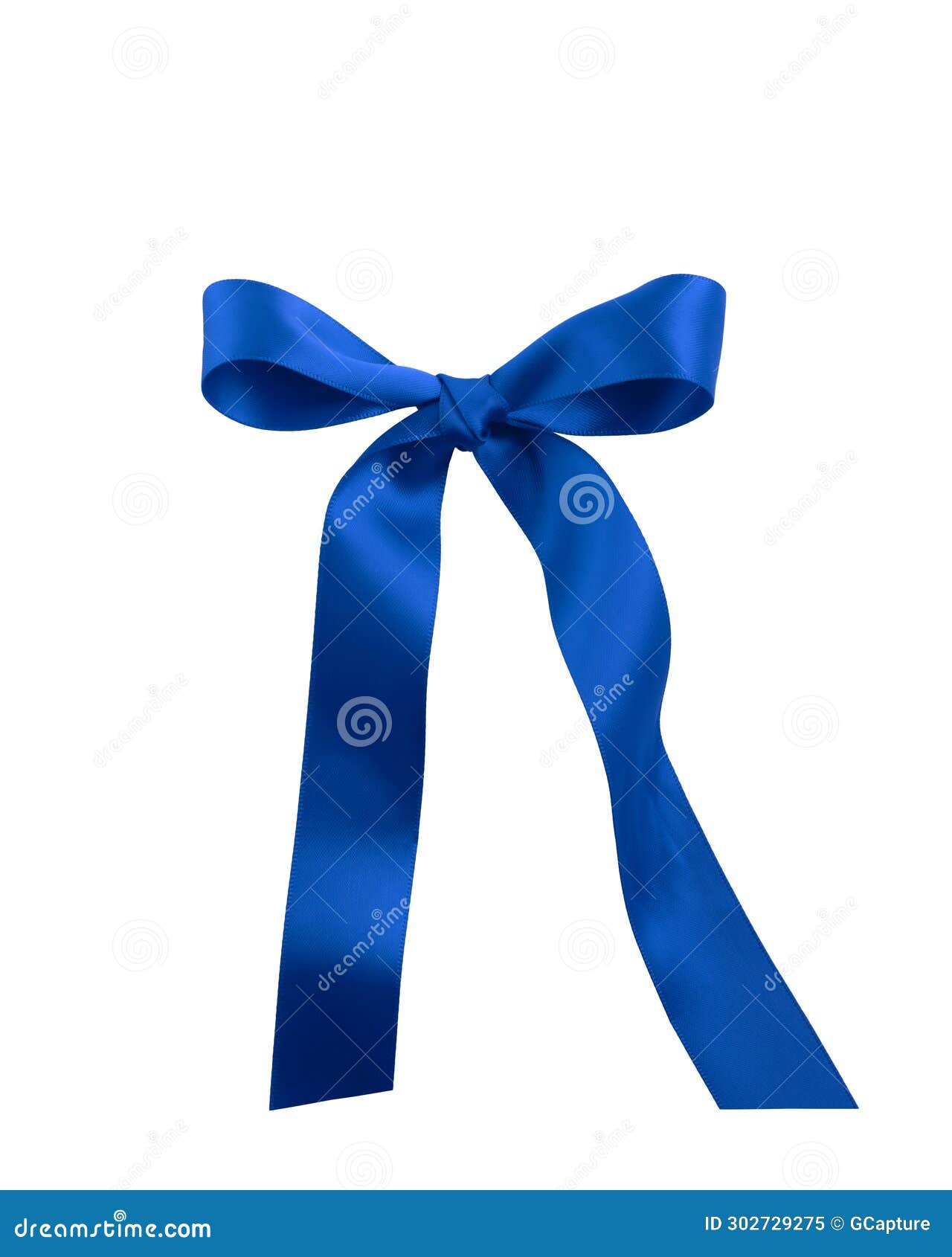 Satin Ribbon Bow Blue Color Isolated on White Background Stock Image ...