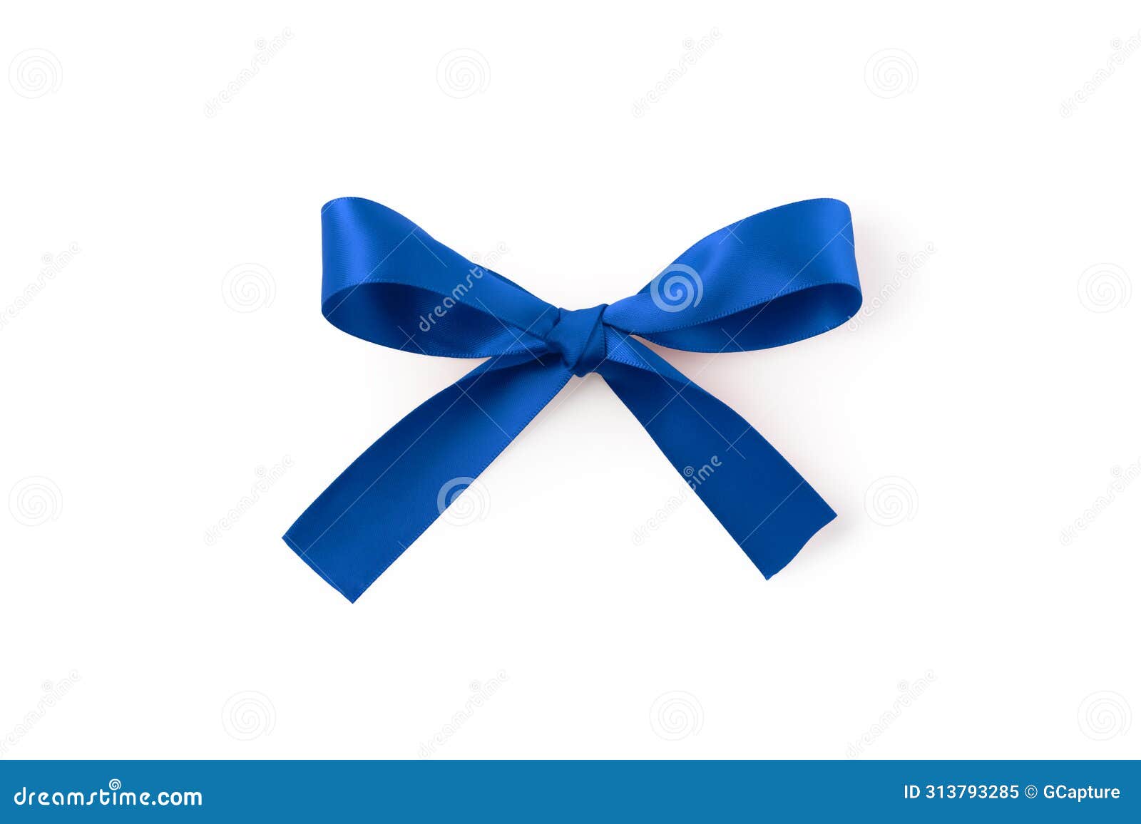 Satin Ribbon Bow Blue Color Isolated on White Background Stock Image ...