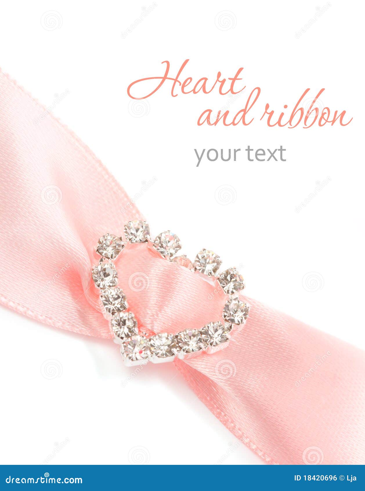 Satin ribbon with heart stock photo. Image of isolated - 18420696