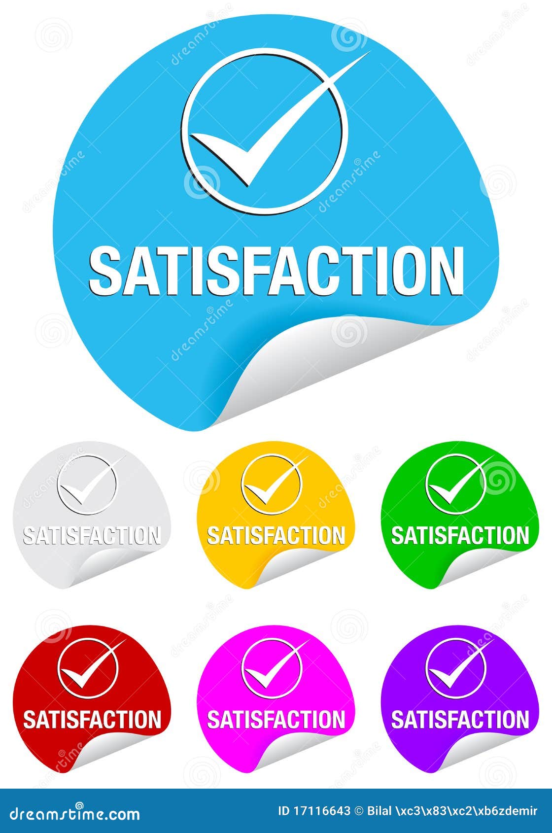 Satisfaction Check Mark,round Stickers Stock Vector - Illustration of ...