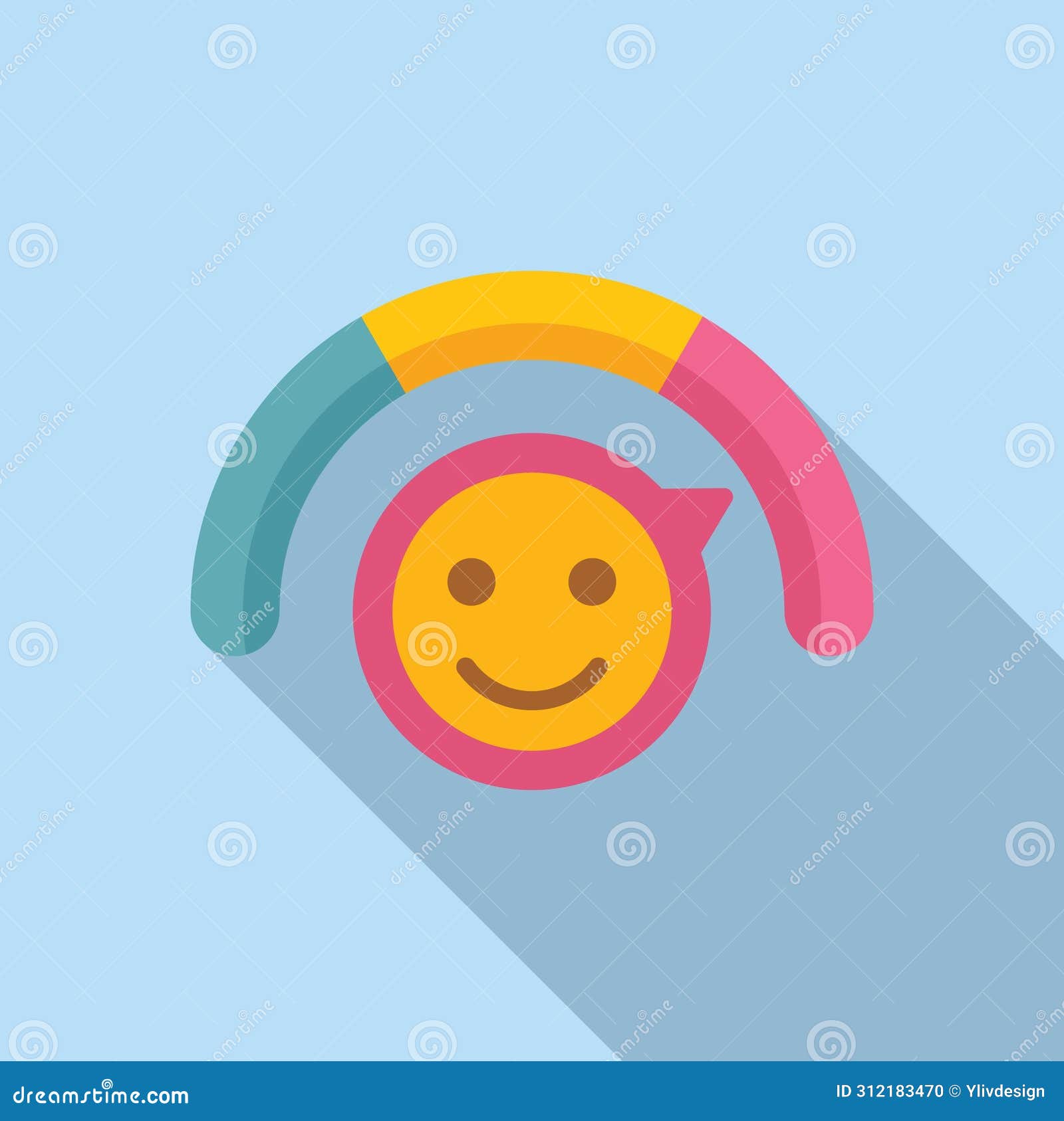 Satisfaction Emoji Level Icon Flat Vector. User Rank Meter Stock Vector ...