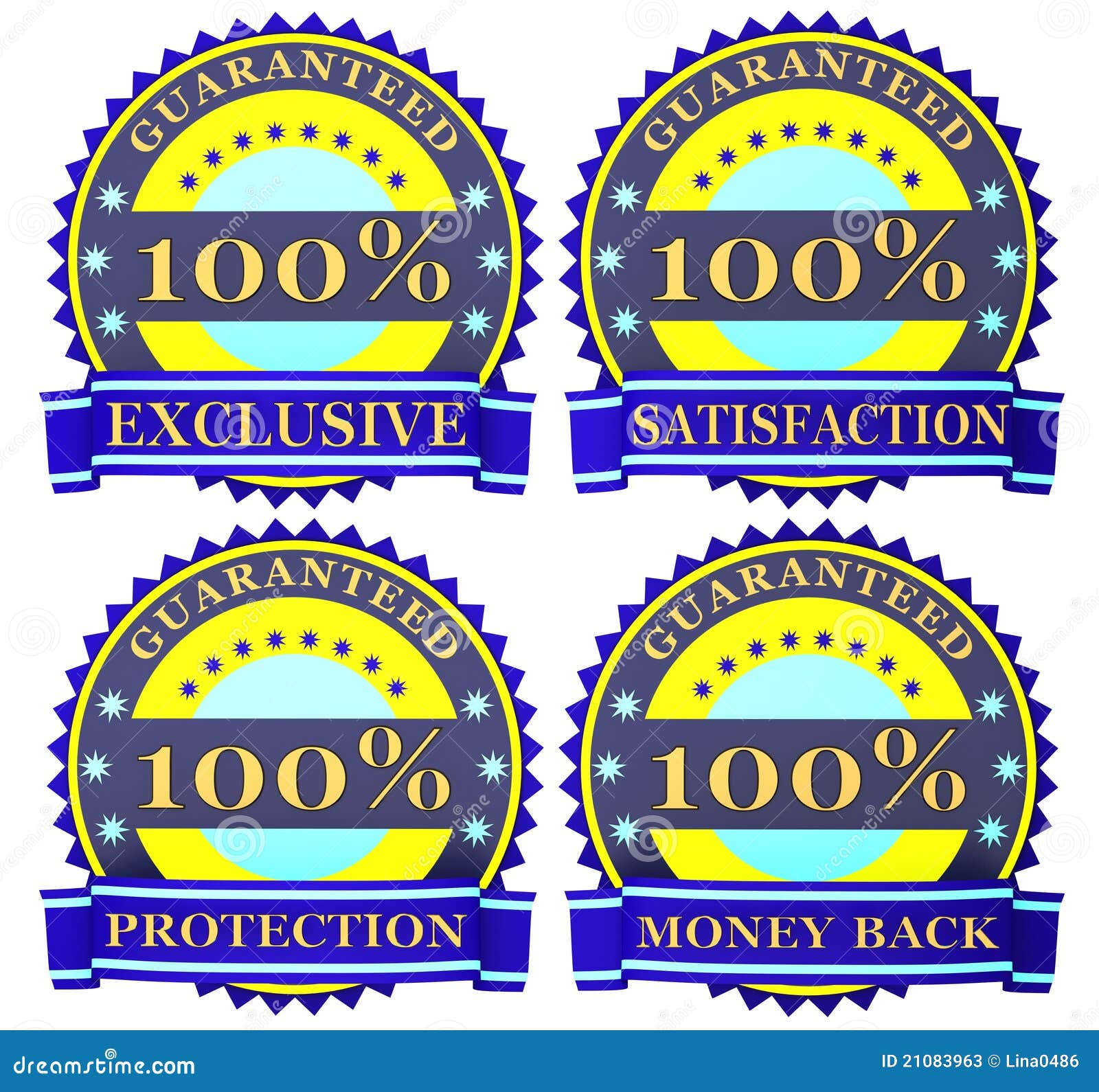 Blue Satisfaction Guaranteed 100% Cartoon Vector | CartoonDealer.com ...
