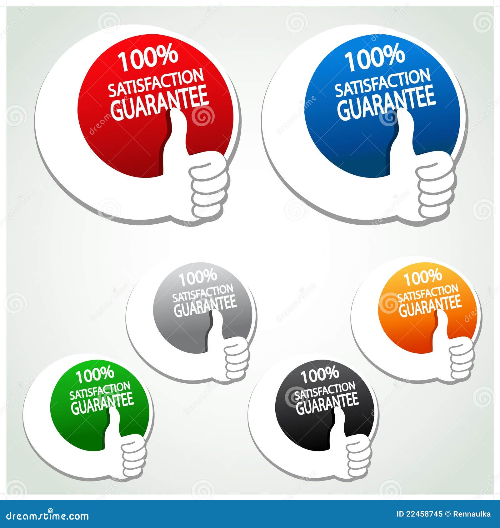 Satisfaction Guarantee Labels with Gesture Hand Stock Vector ...