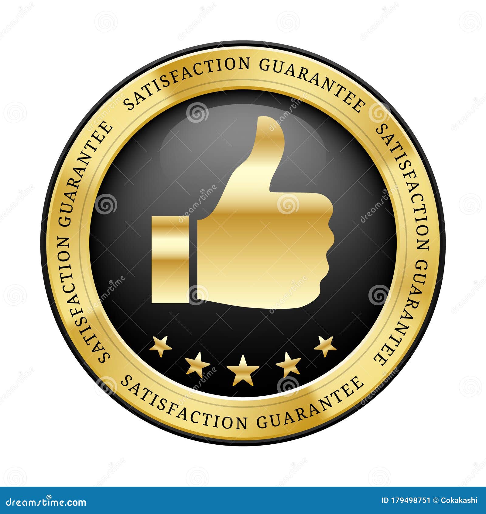 Satisfaction Guarantee Like and 5 Star Gold Gradient Logo. Stock Vector ...