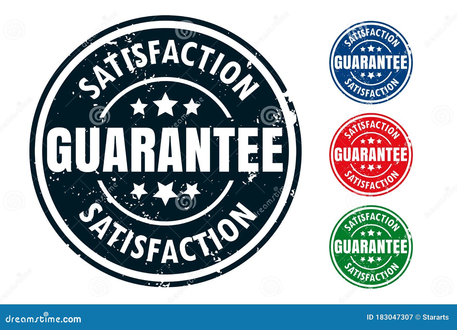Satisfaction Guarantee Rubber Stamp Seal Design Set Stock Vector ...