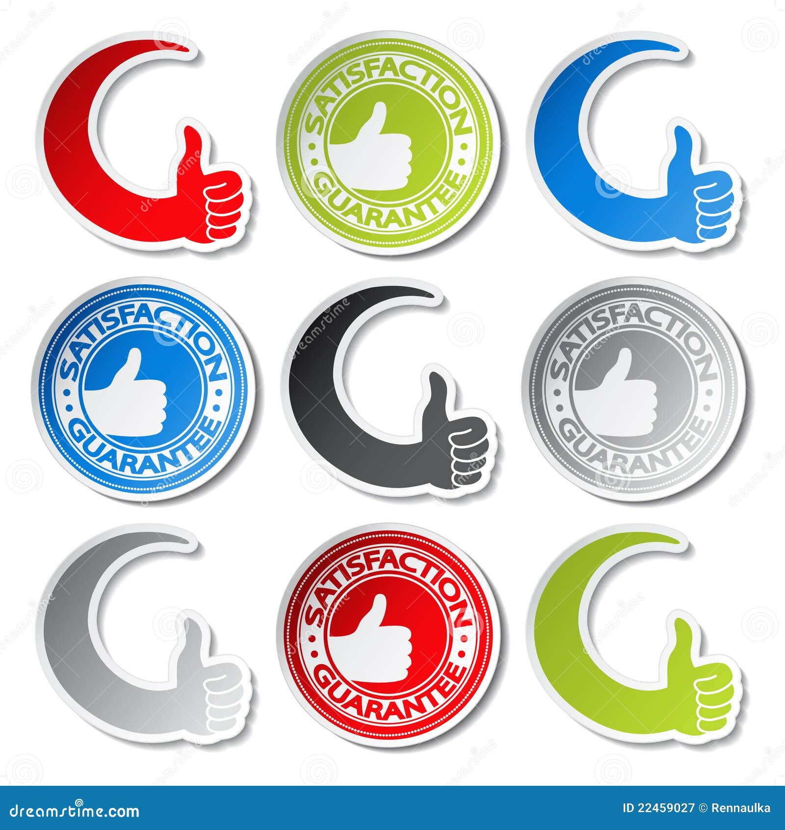 Satisfaction Guarantee Stickers - Gesture Hand Stock Vector ...