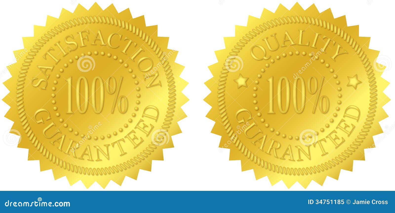 Satisfaction and Quality Guaranteed Gold Seals Stock Illustration ...
