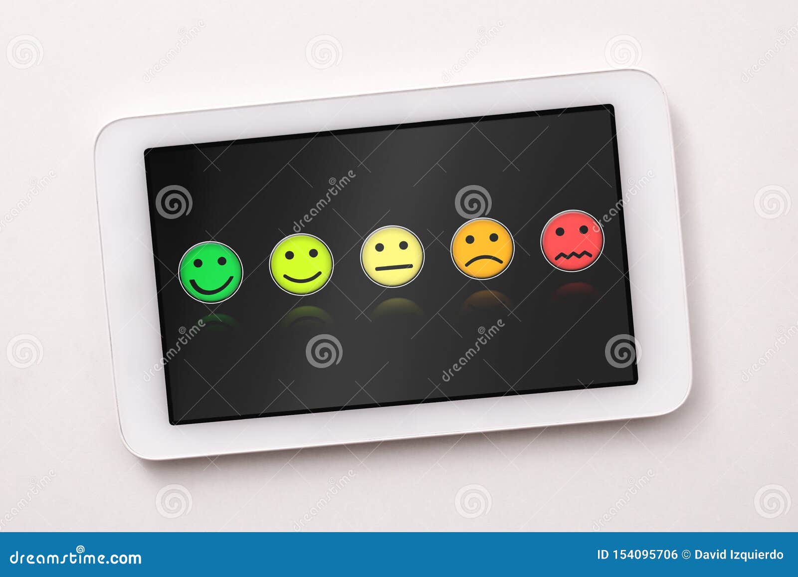 Satisfaction Representation Levels on Tablet on White Table with ...